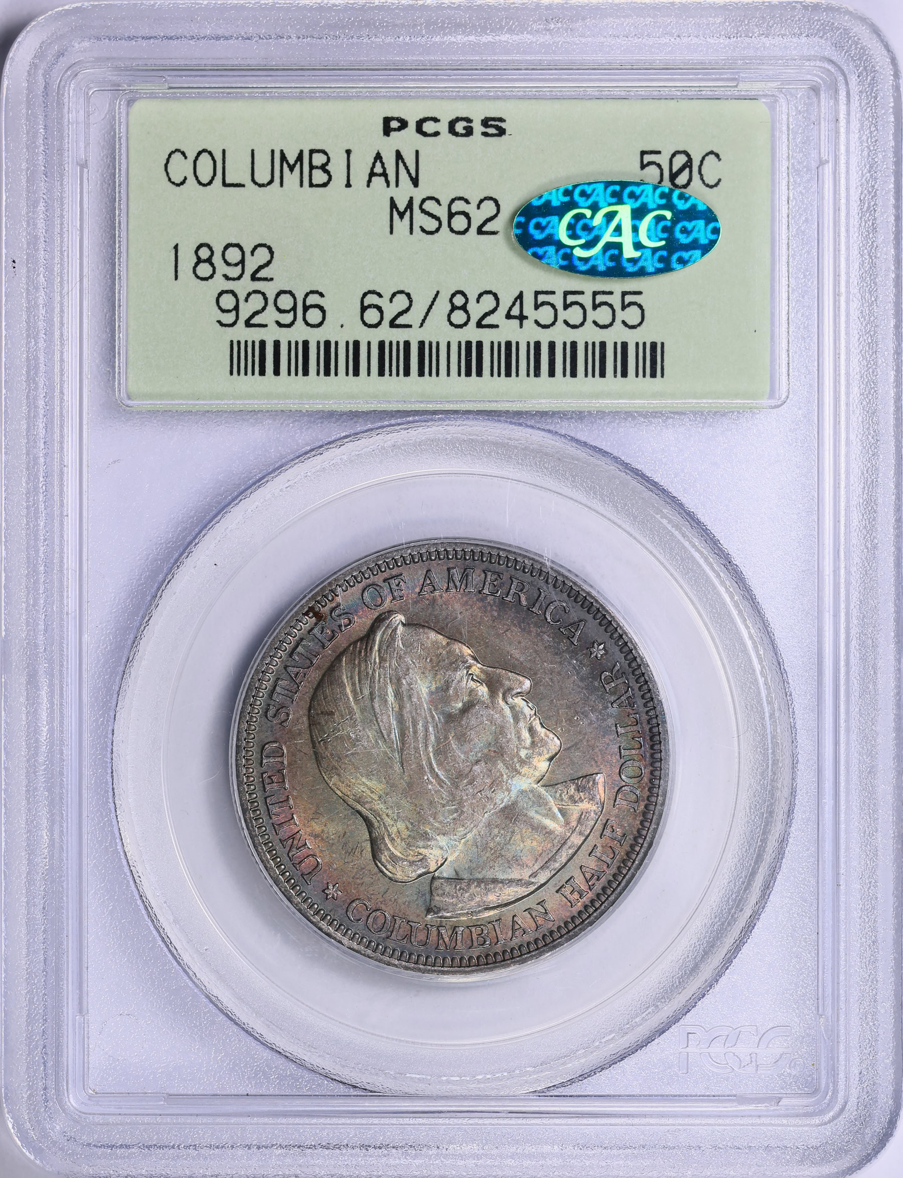1892 World Columbian Exposition Half Dollar PCGS MS-62 (CAC Green ...