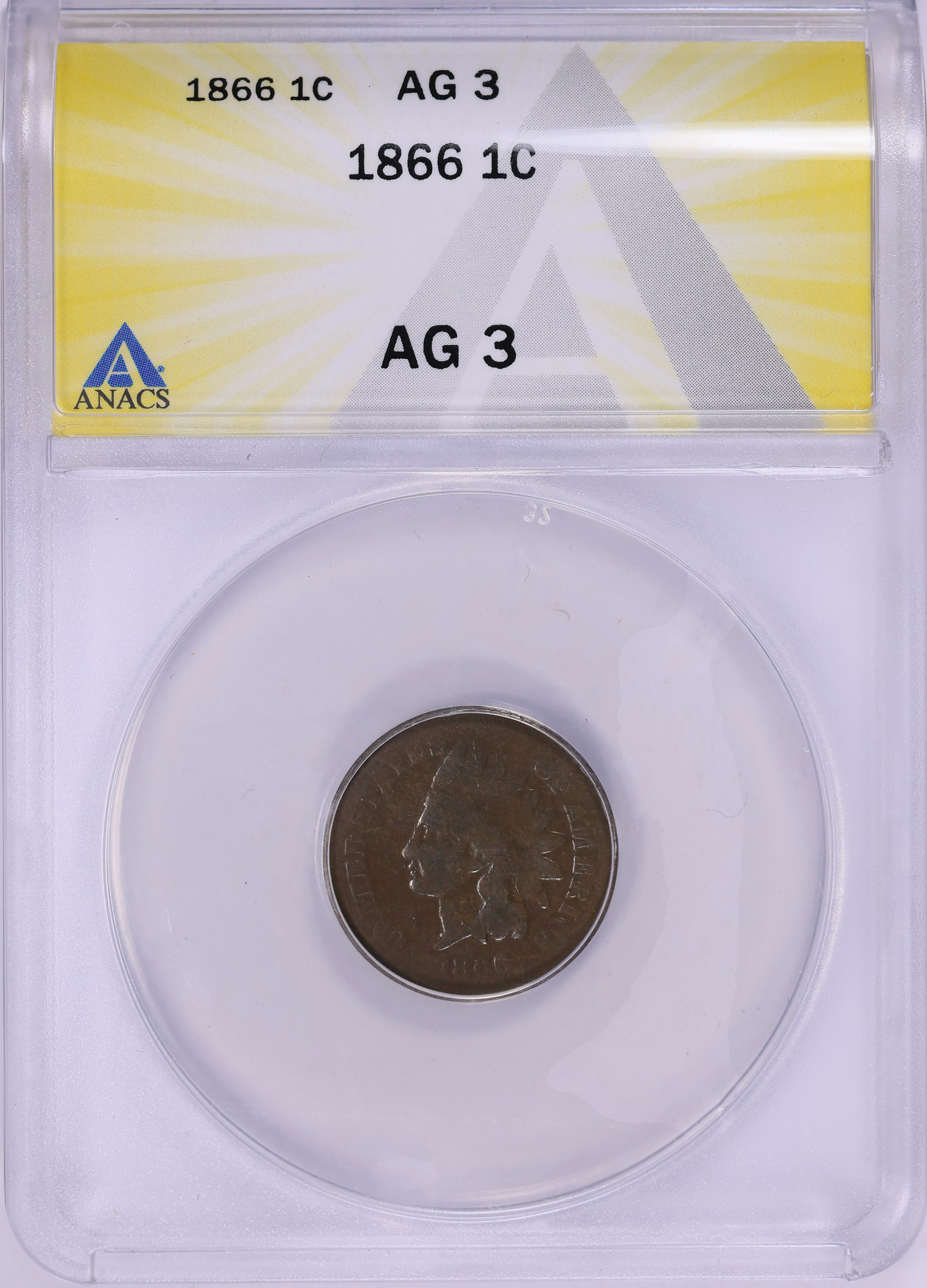 1866 Indian Cent ANACS AG-03 (Item 1931178) | GreatCollections Coin ...