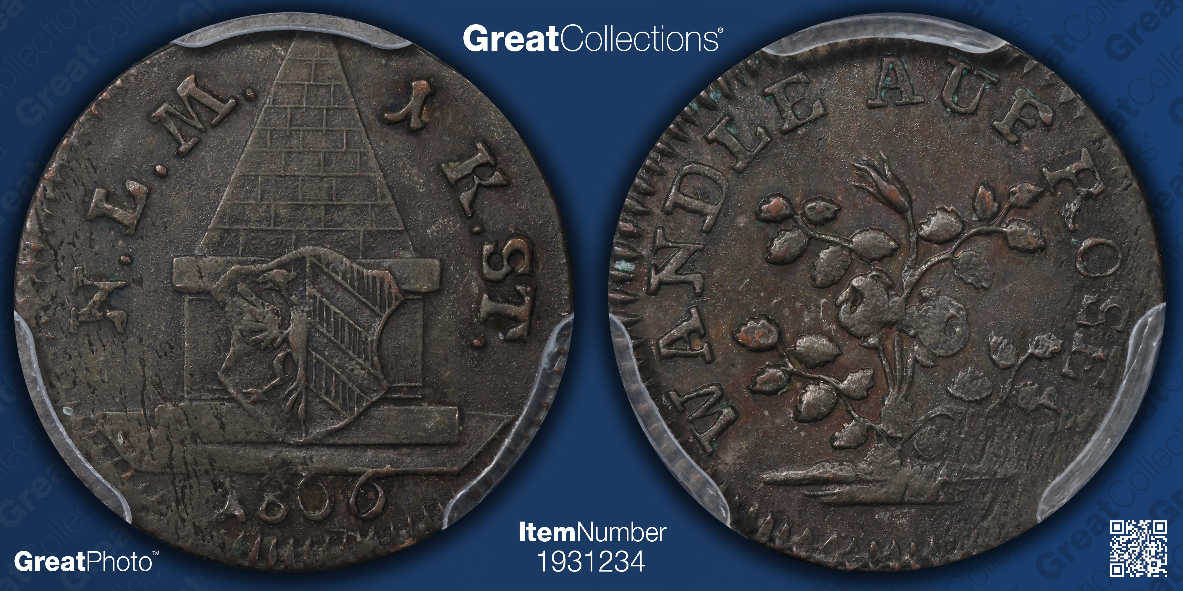 Germany - Nurnberg 1806 Kreuzer (4 Pfennig) Rose Bush KM-411 PCGS AU-58 ...