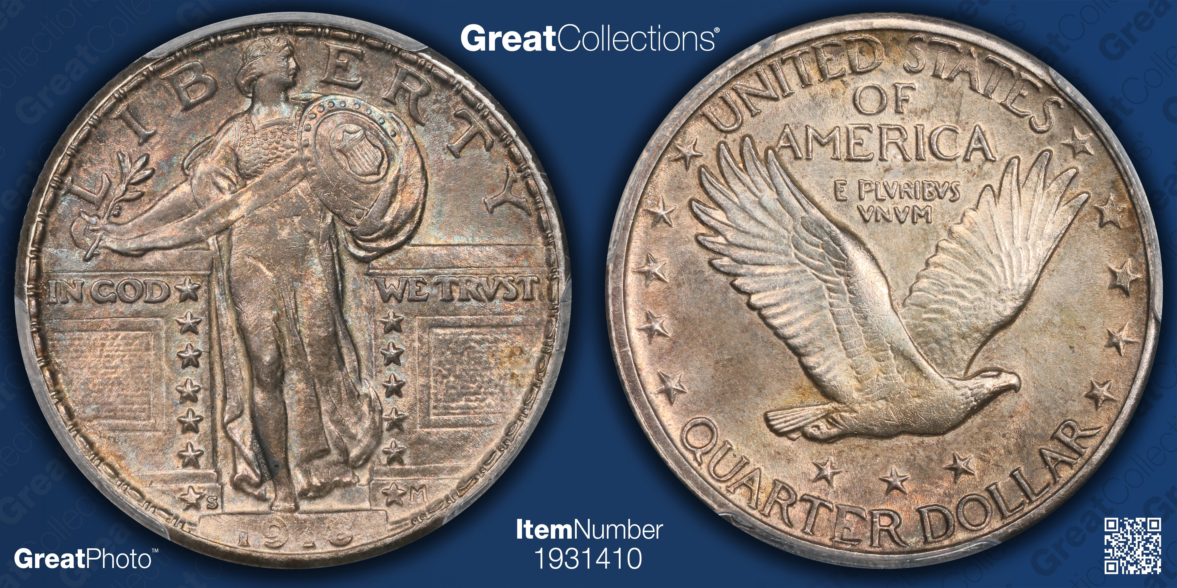 1918-S Standing Liberty Quarter PCGS AU-55 (Item 1931410 ...