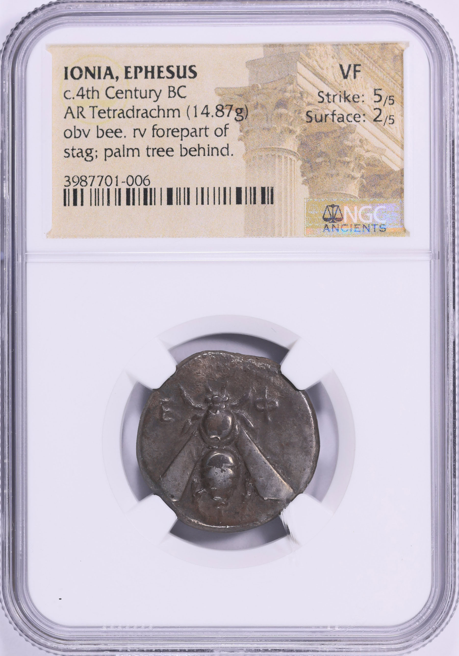 Ancient Ionia, Ephesus c.4th Century B.C. AR Tetradrachm (14.87gms) NGC ...