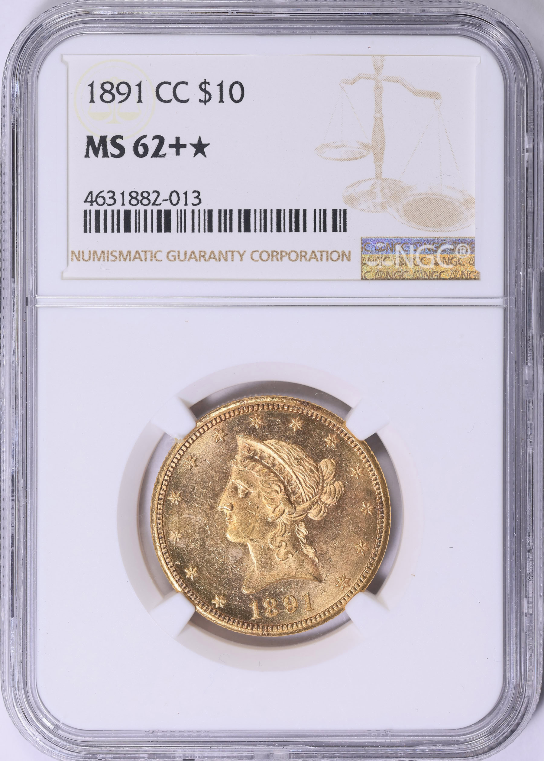 1891-CC Liberty Gold Eagle NGC MS-62+ ★ (Item 1931588 ...