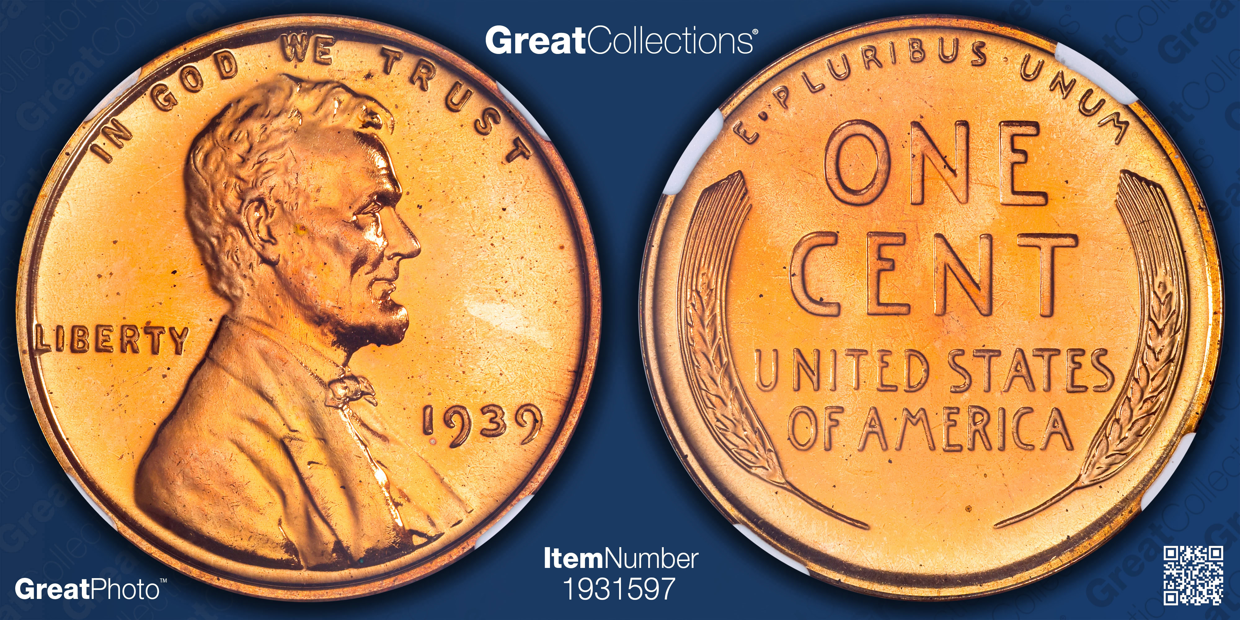 1939 Lincoln Cent NGC Proof-67+ RD (Item 1931597) | GreatCollections ...