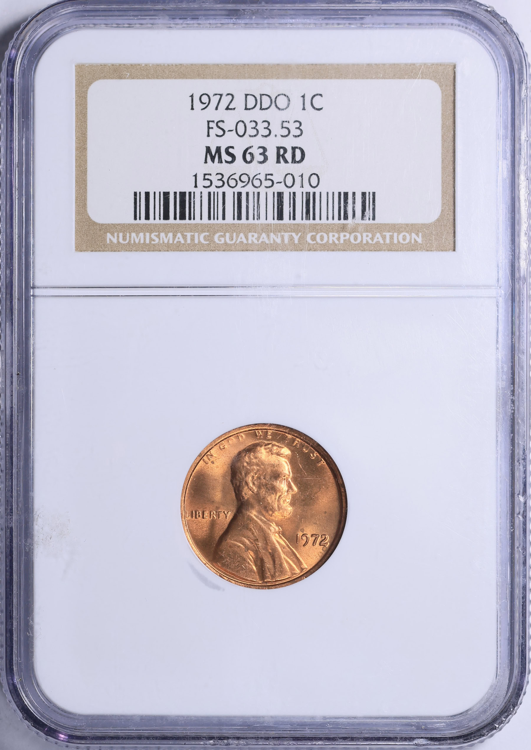 1972 Lincoln Cent Doubled Die Obverse FS-103 NGC MS-63 RD (Item 1931642 ...