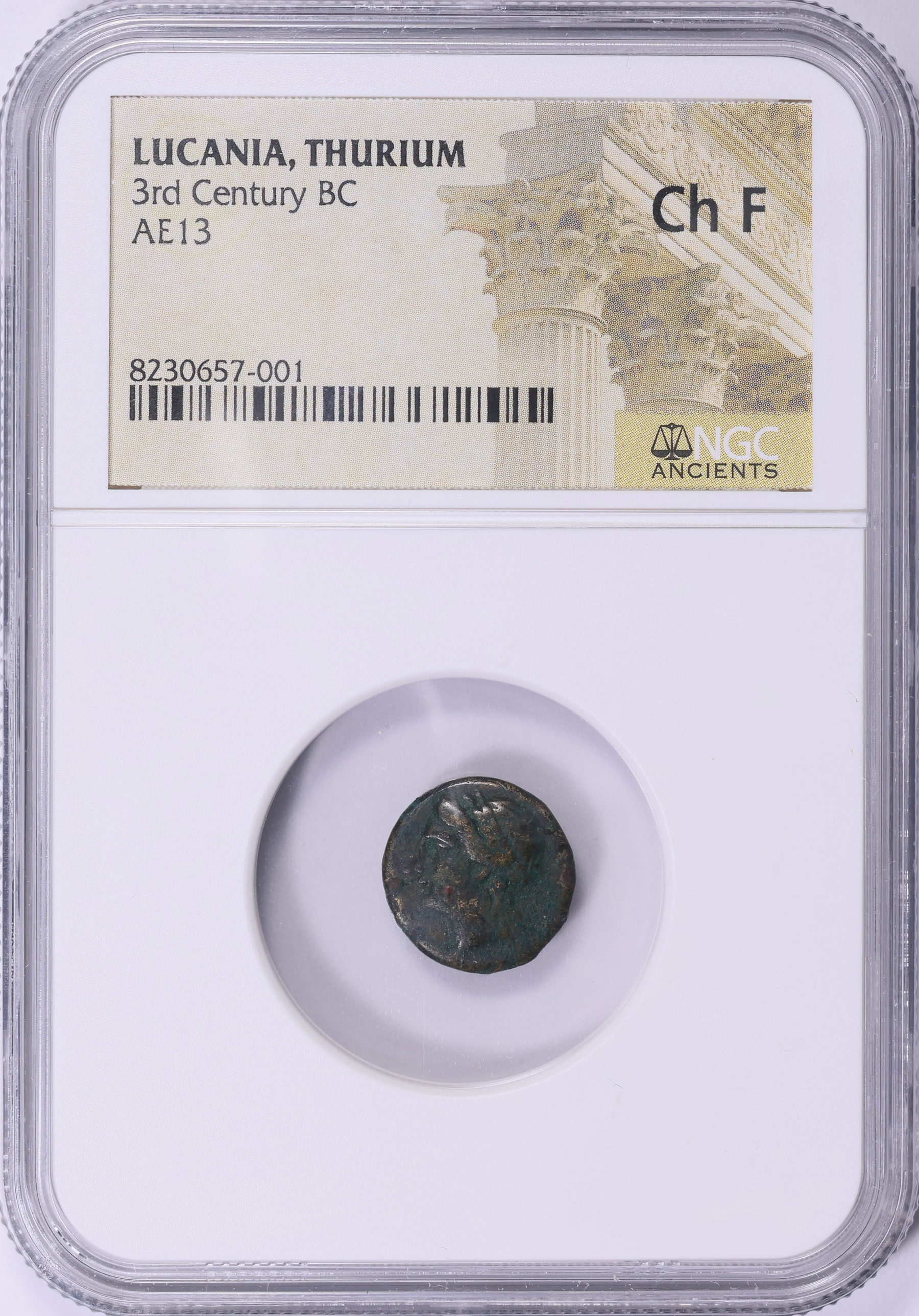 Ancient Lucania, Thurium 3rd Century B.C. AE13 NGC Ch F | Cert #8230657 ...