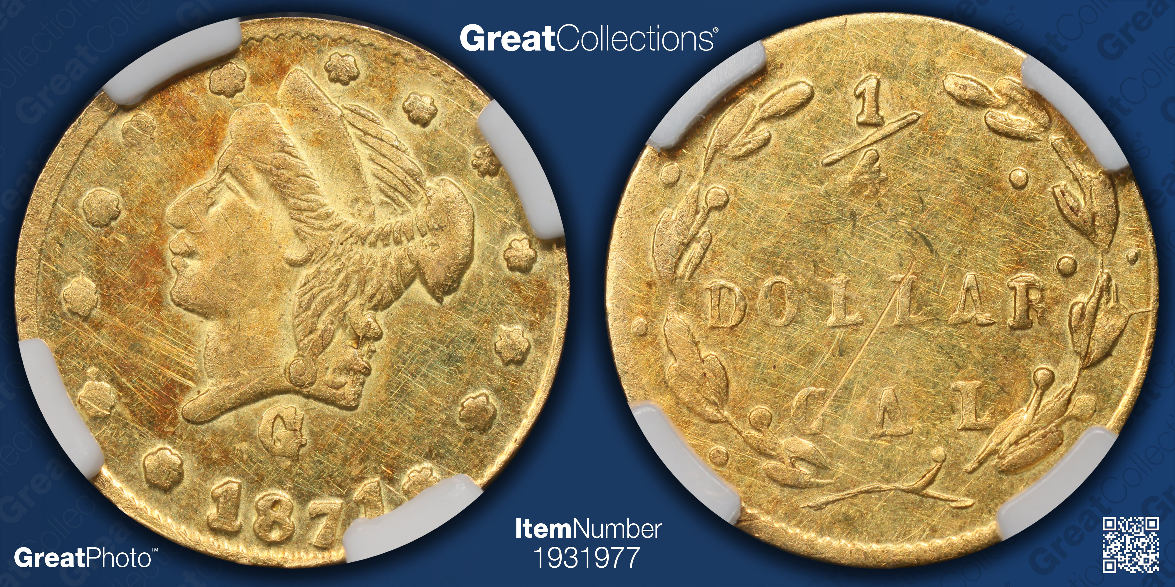 1871 California Fractional Gold 25c BG-838 NGC MS-61 (Item 1931977 ...