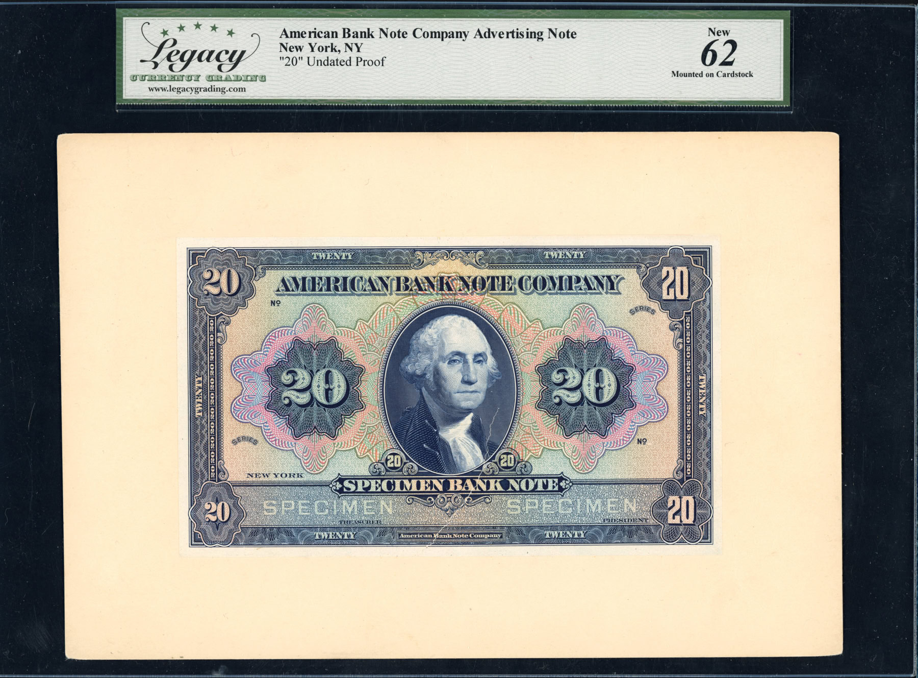 ND American Bank Note Company "20" Advertising Proof Note Legacy New 62 ...