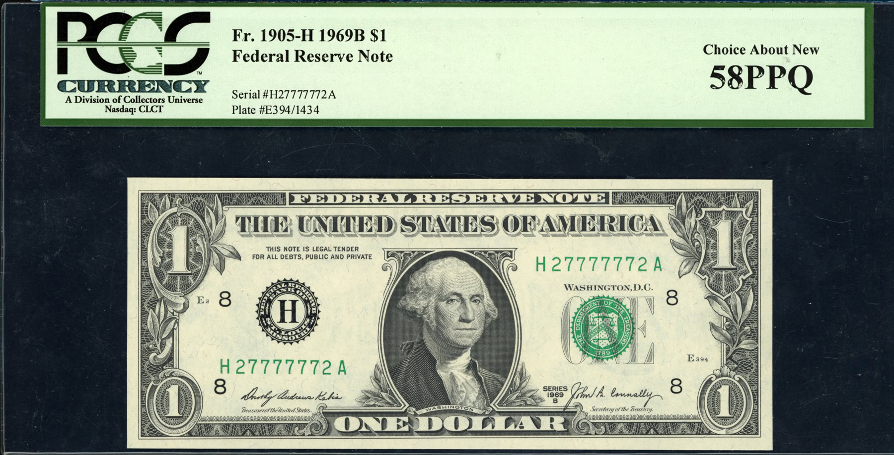 Fr. 1905-H (HA Block) 1969B $1 St. Louis Federal Reserve Note *Radar ...