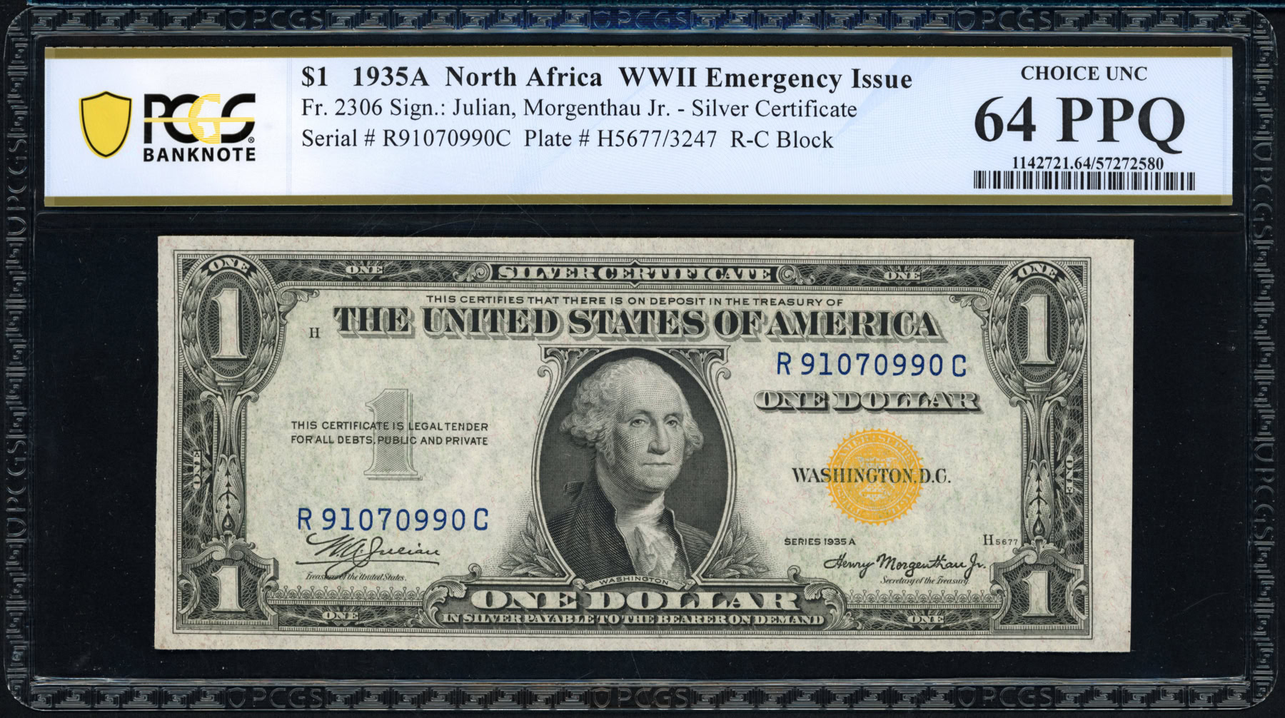 Fr. 2306 (RC Block) 1935A $1 N. Africa WWII Emergency Issue Note Julian ...