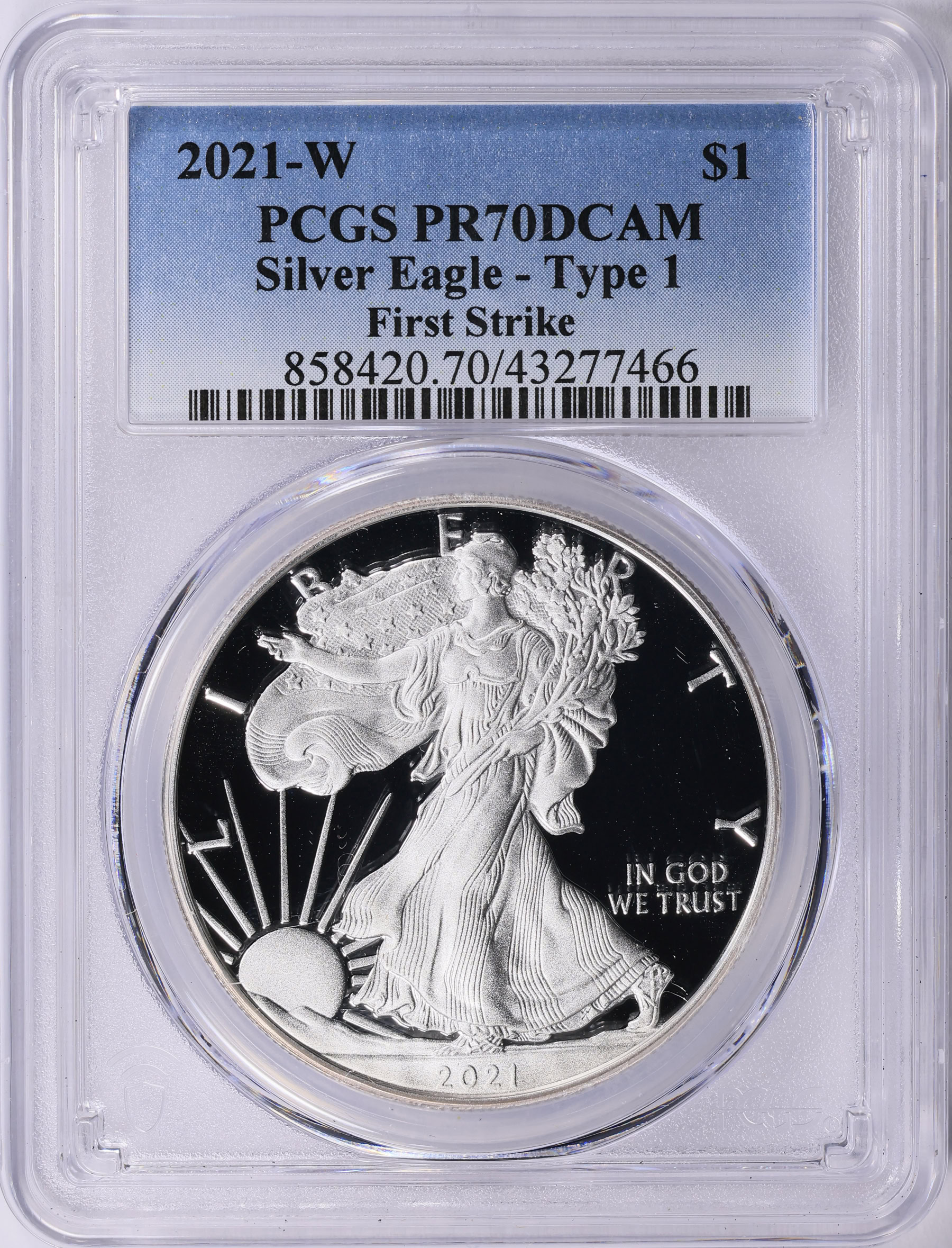 2021-W $1 Silver Eagle Type 1 First Strike PCGS Proof-70 DCAM (Item ...