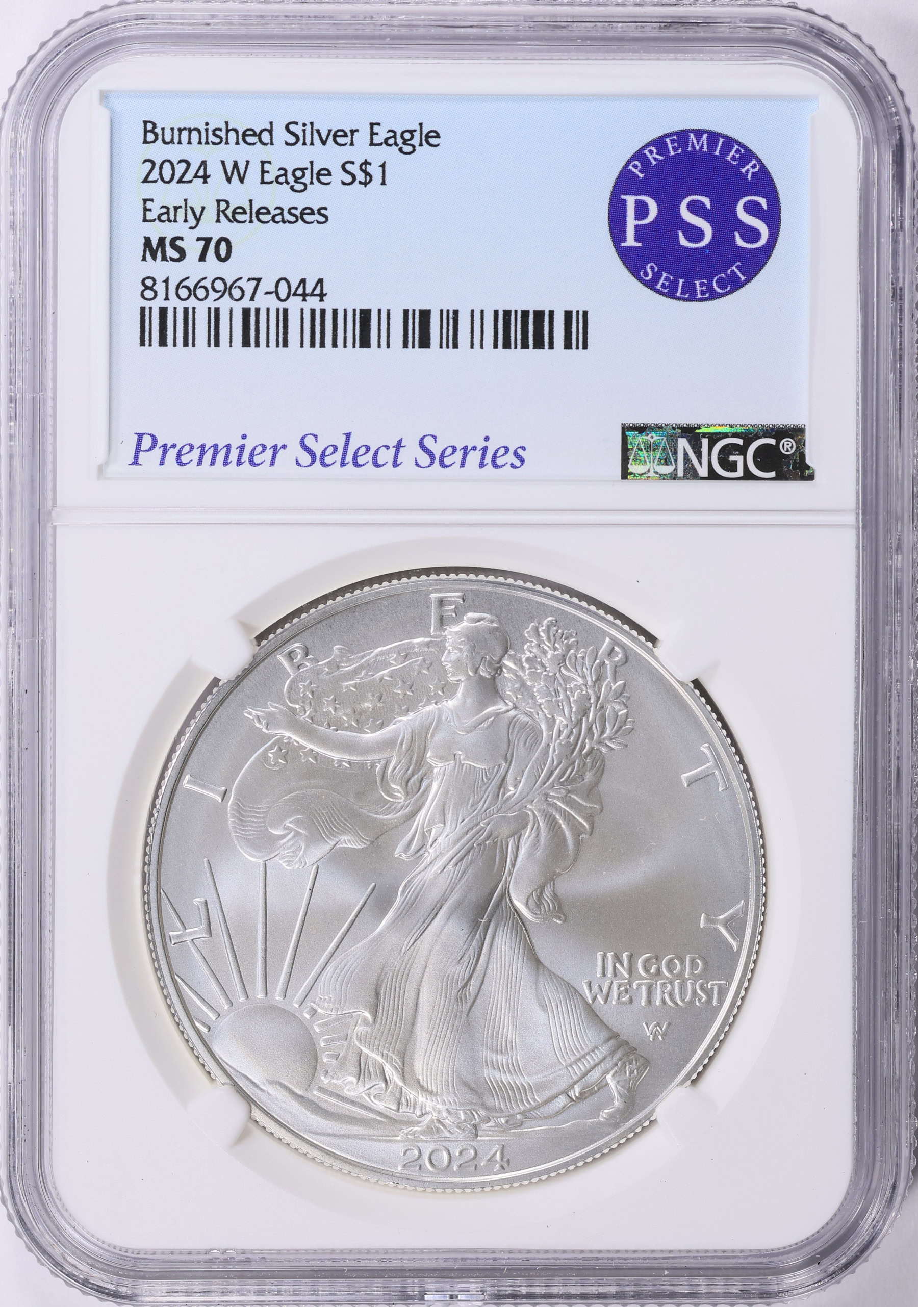 2024-W $1 Silver Eagle Burnished Early Releases NGC MS-70 (Premier ...