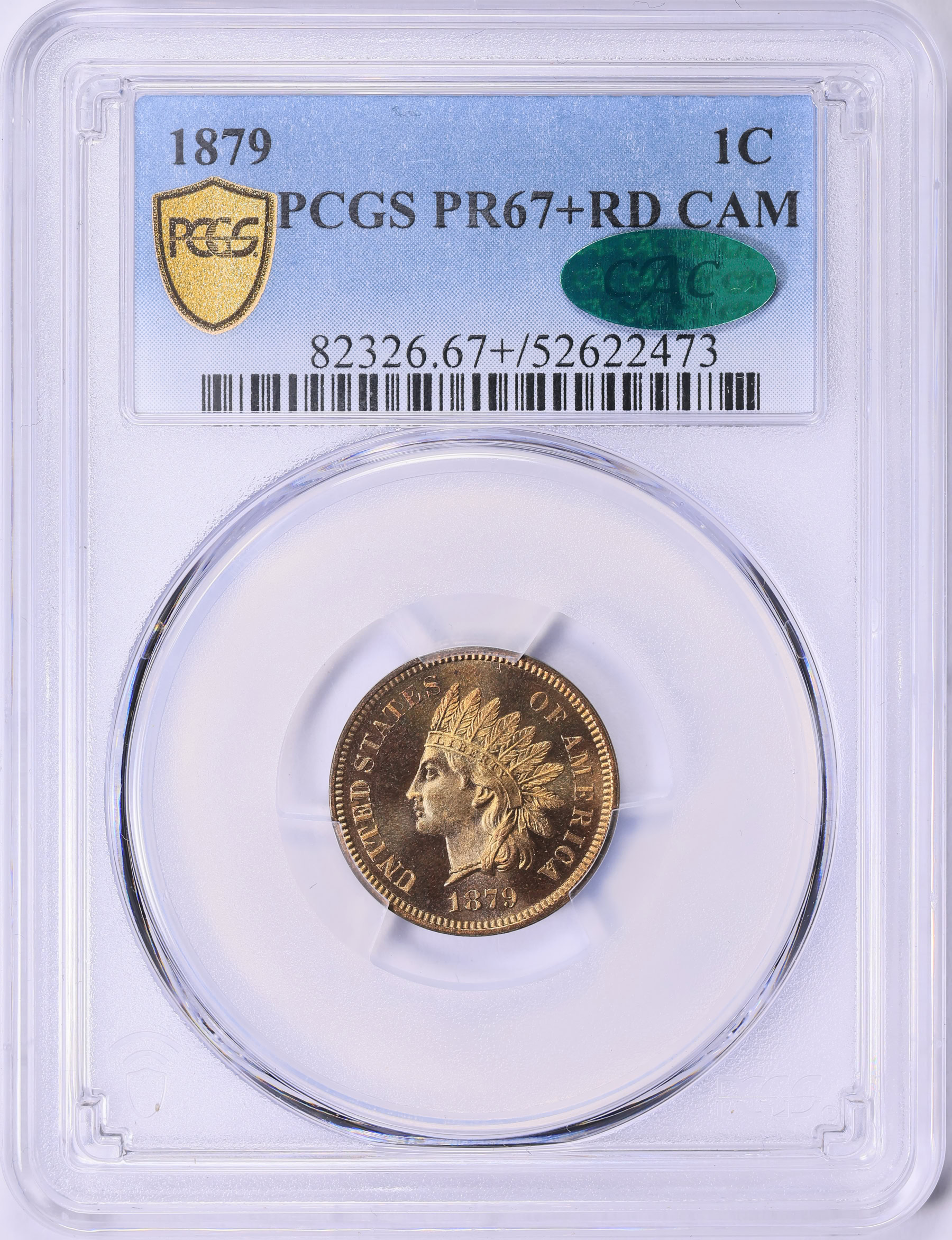 1879 Indian Cent PCGS Proof-67+ RD CAMEO (CAC Green) (Item 1932599 ...