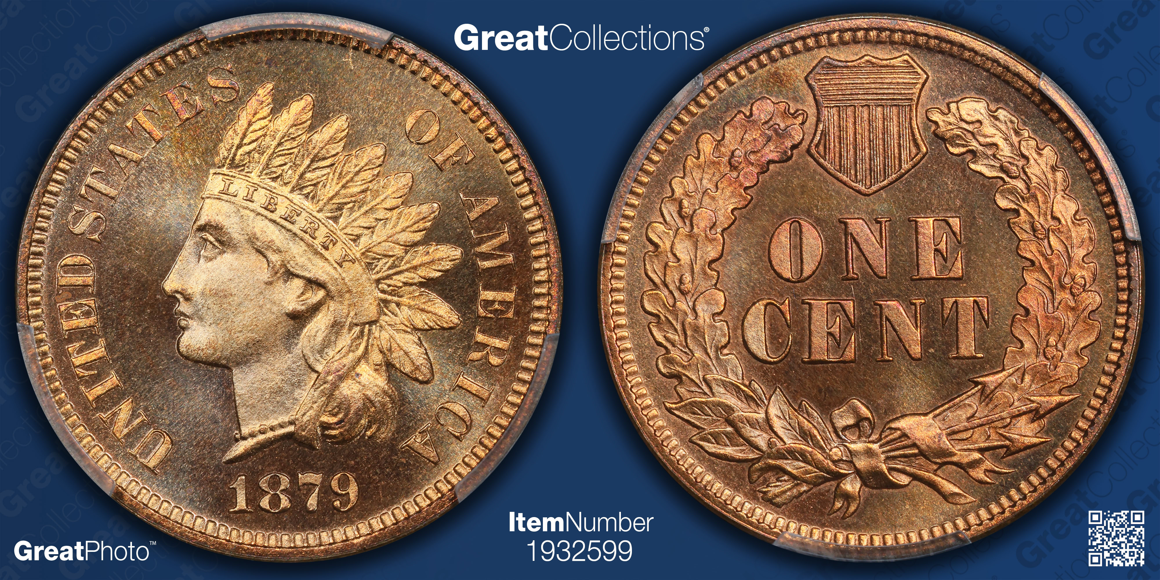 1879 Indian Cent PCGS Proof-67+ RD CAMEO (CAC Green) (Item 1932599 ...