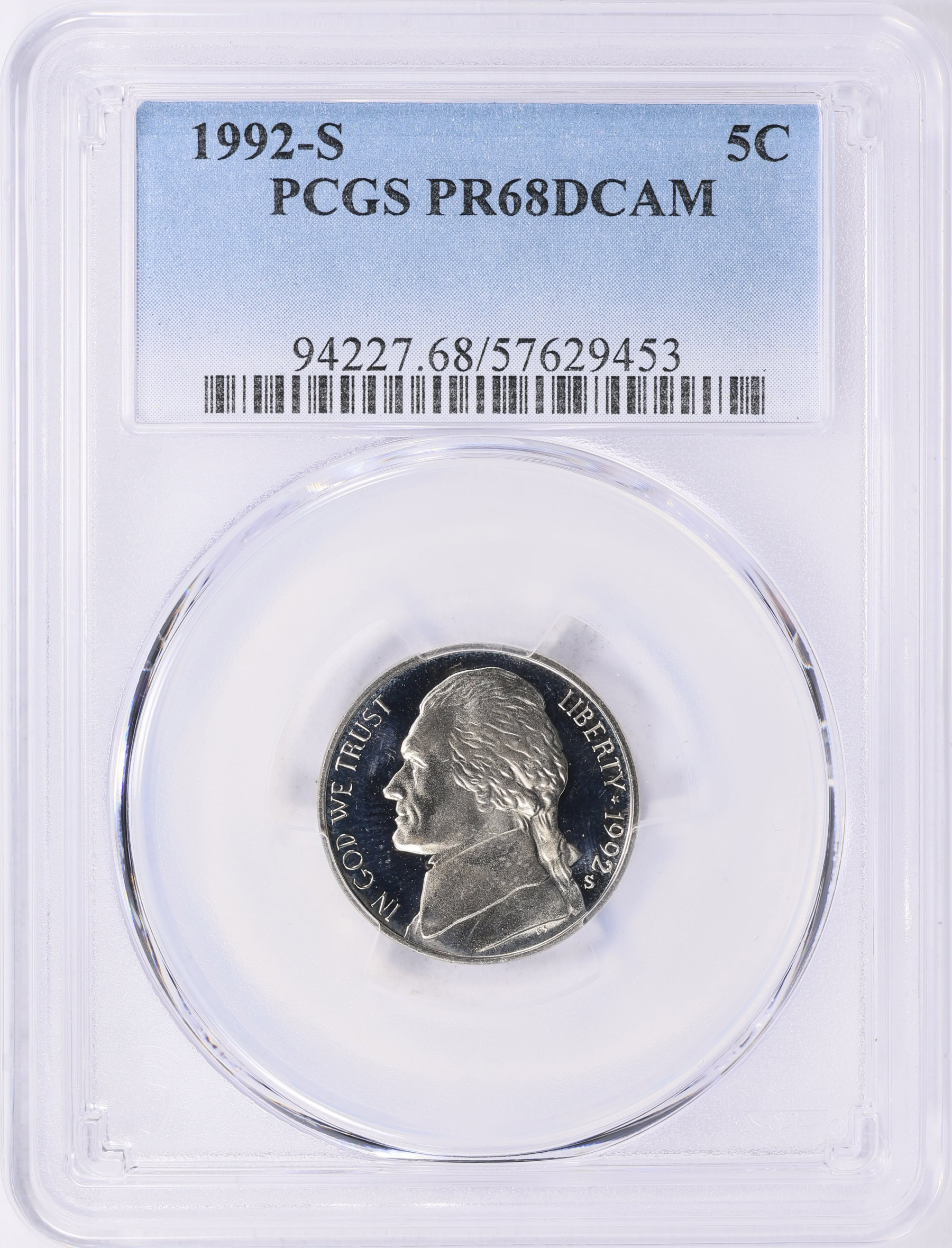 1992-S Jefferson Nickel PCGS Proof-68 DCAM (Item 1932694 ...