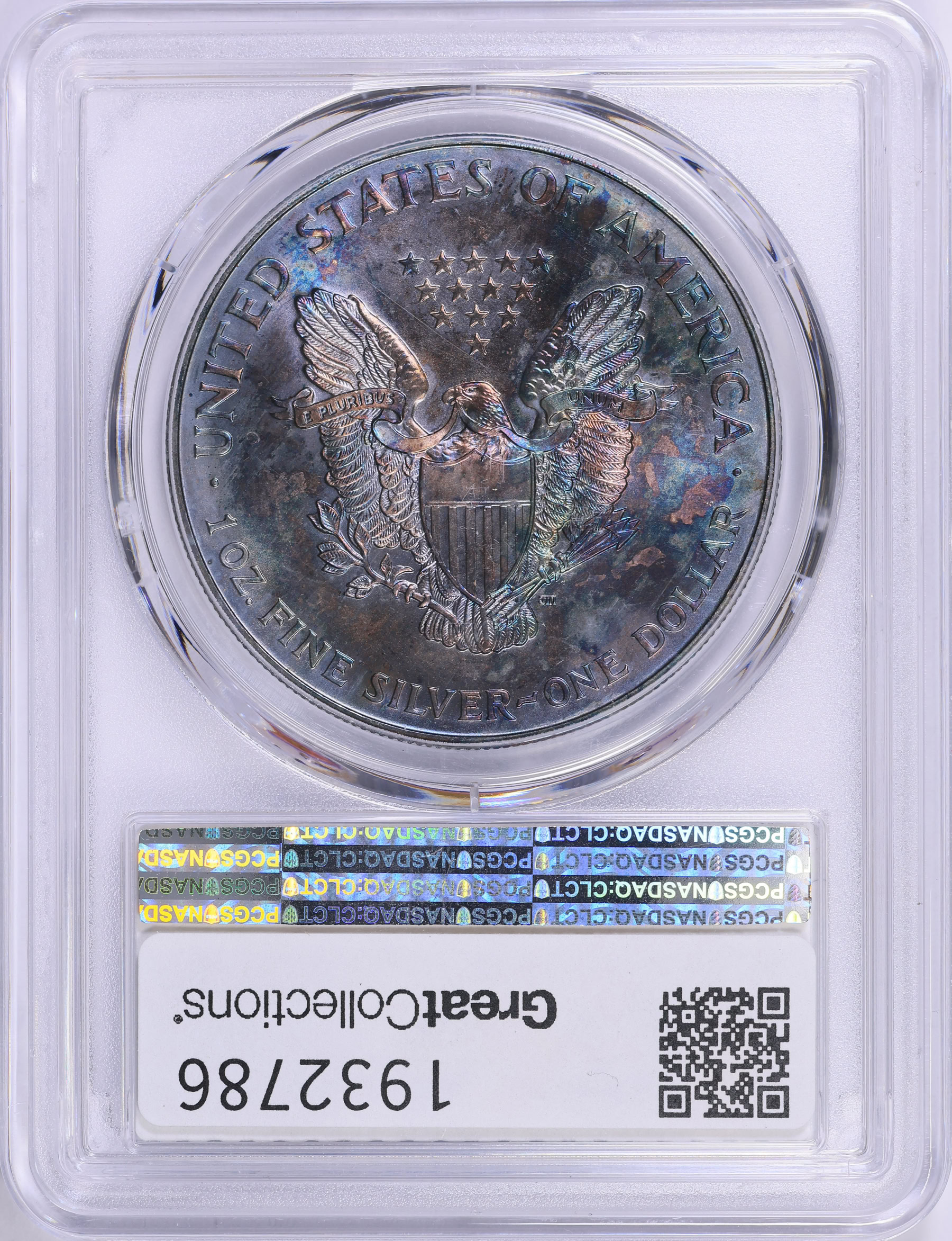 1995 $1 Silver Eagle PCGS Genuine Unc Details (Art. Toned) (Item ...