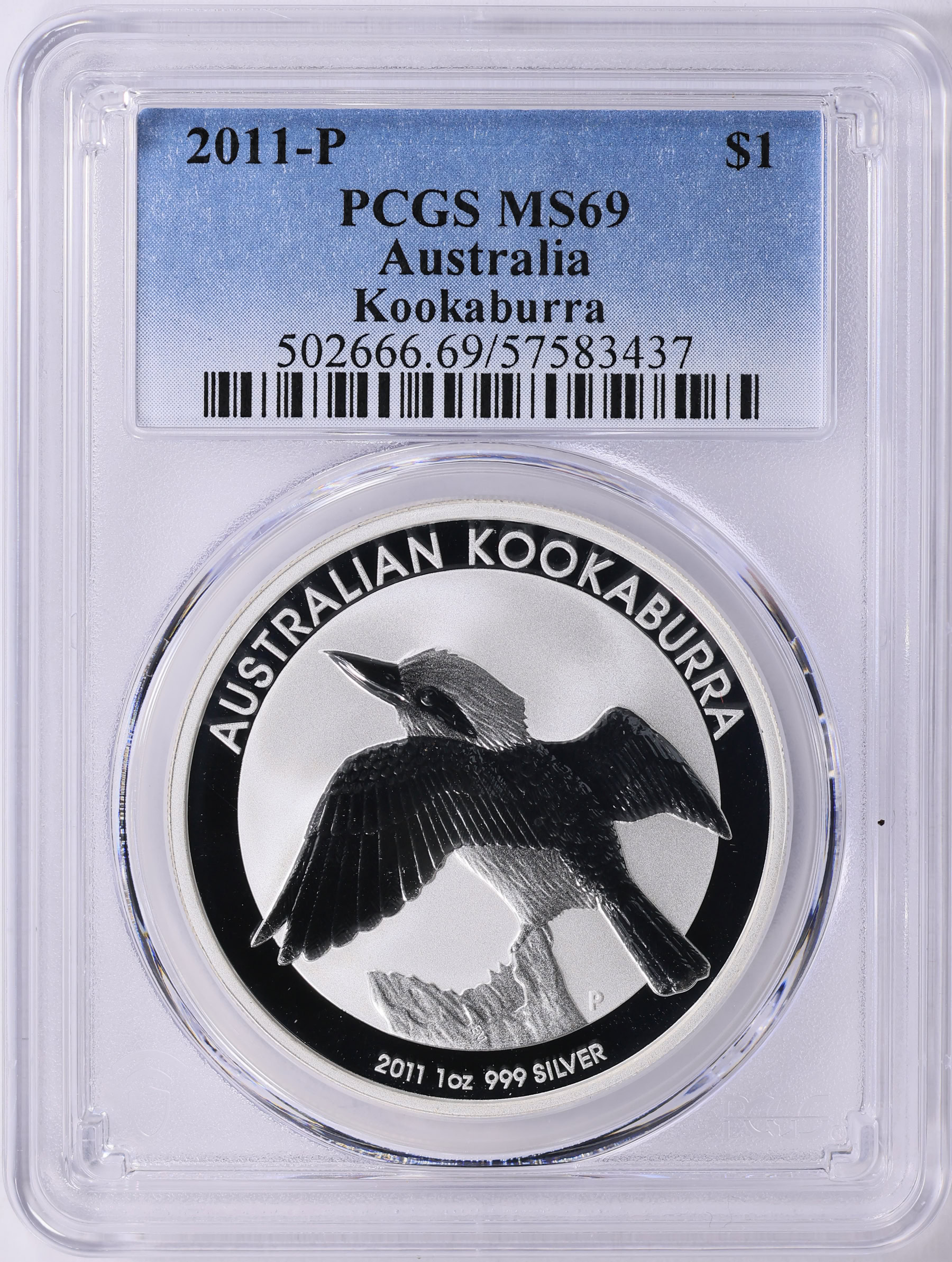 Australia 2011-P Silver Dollar Kookaburra PCGS MS-69 (ASW = 0.999 Oz.) (Item 1933080 ...