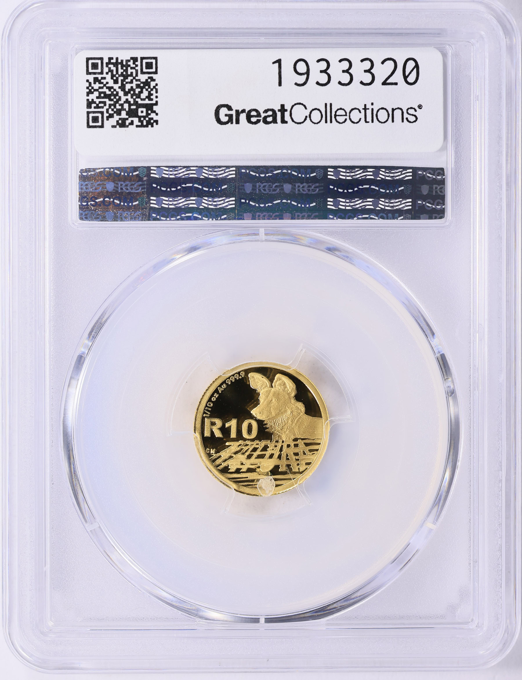 South Africa 2012 Gold 10 Rand Natura - Painted Wolf KM-525 PCGS Proof ...