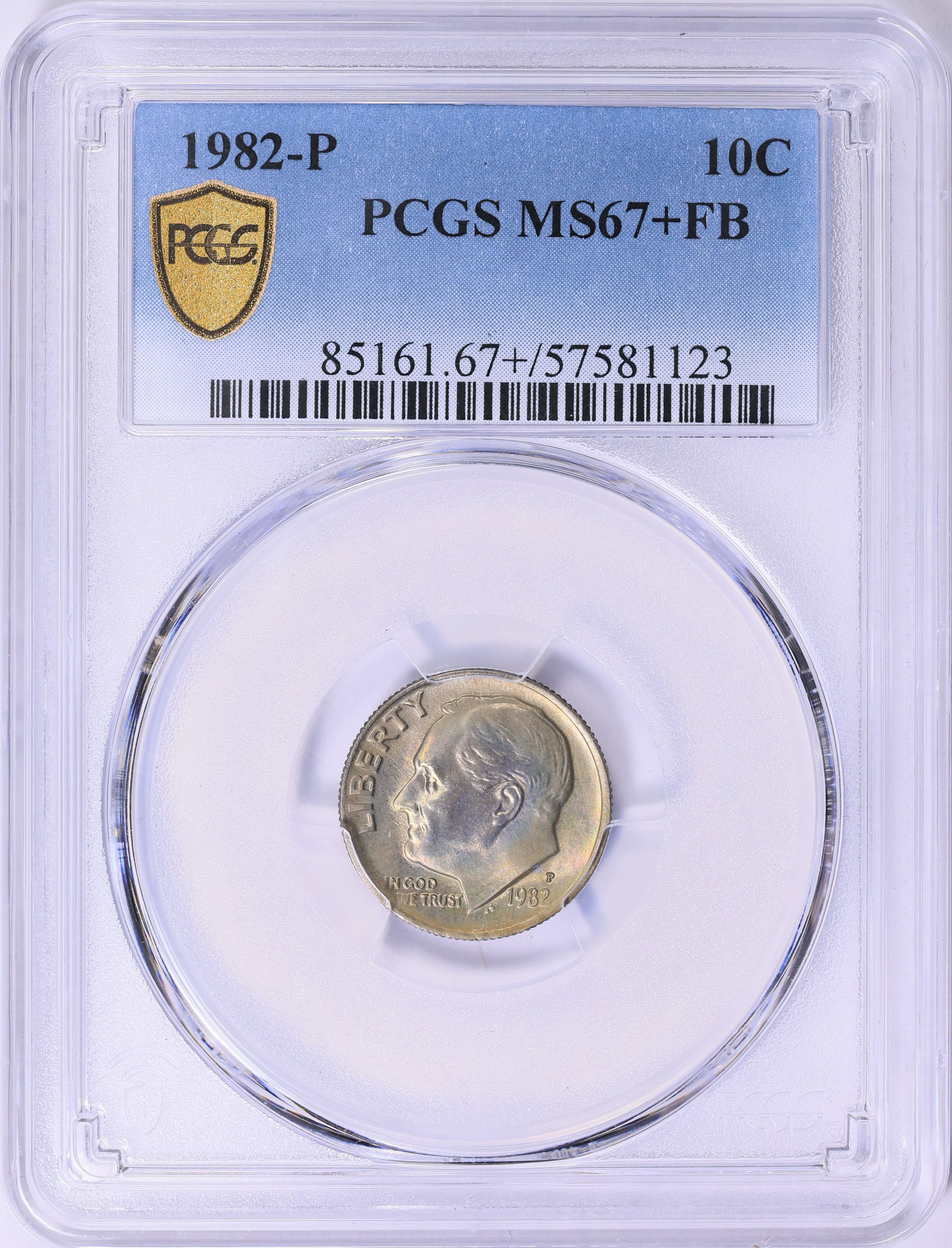 1982-P Roosevelt Dime PCGS MS-67+ FB (Toned) (Item 1933515 ...