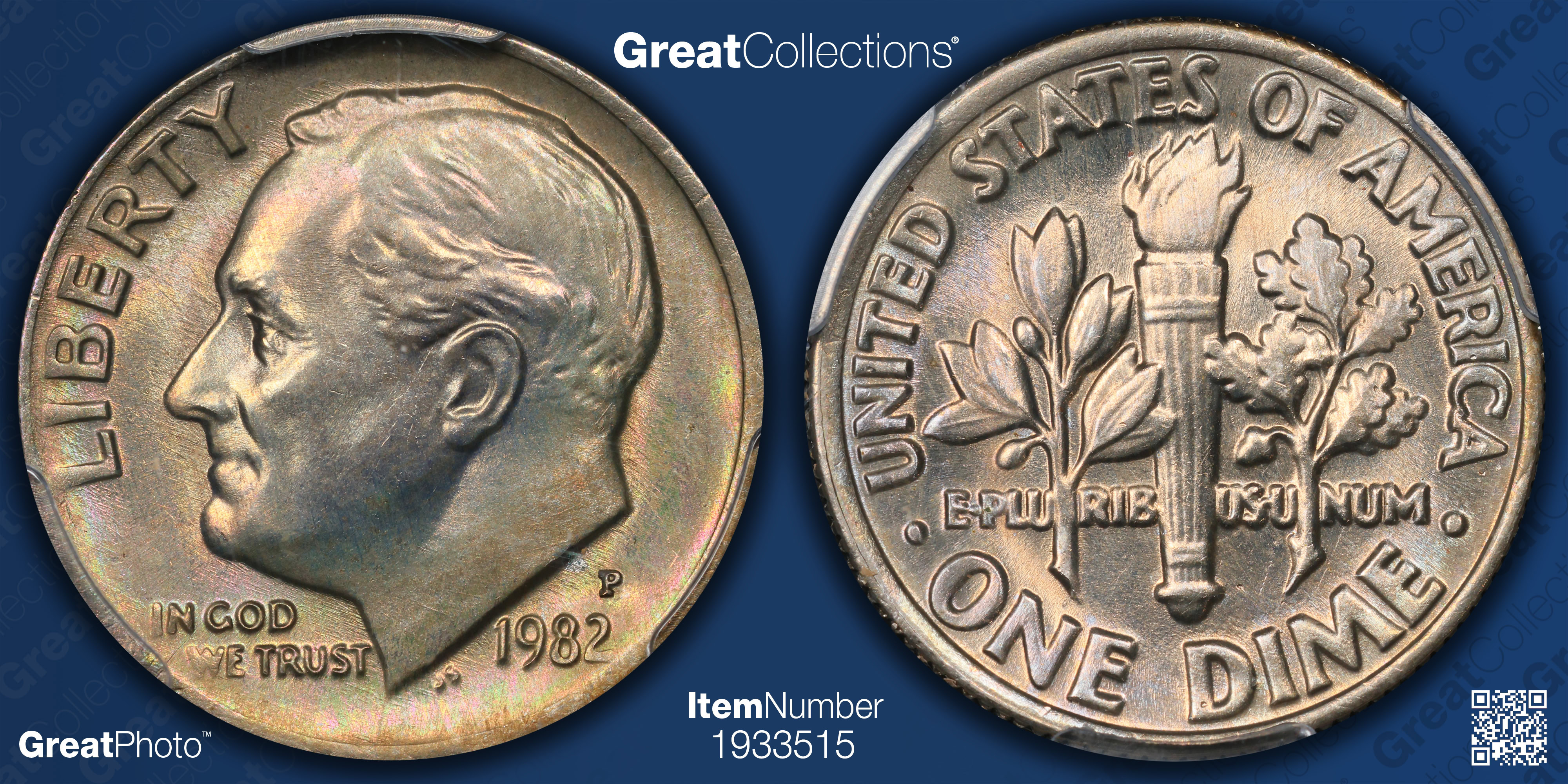 1982-P Roosevelt Dime PCGS MS-67+ FB (Toned) (Item 1933515 ...
