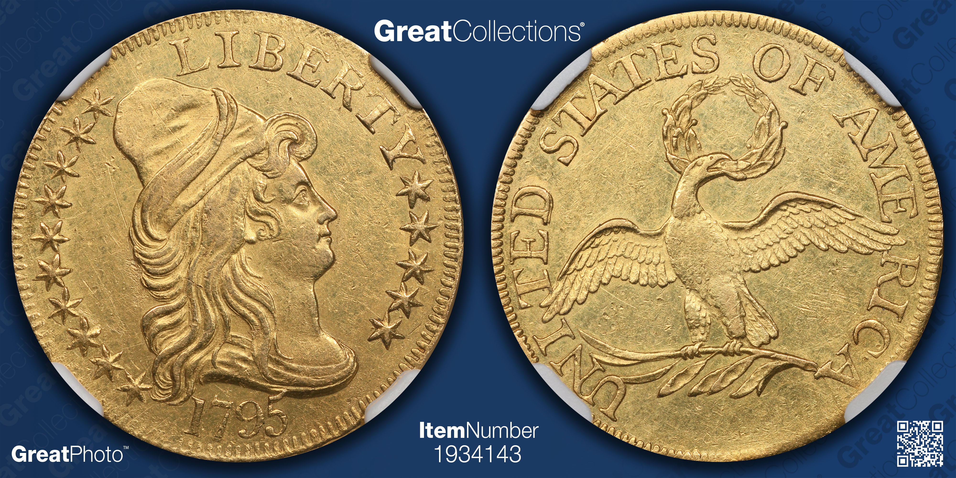 1795 Capped Bust Right Gold Half Eagle Small Eagle NGC AU-55 (Item ...
