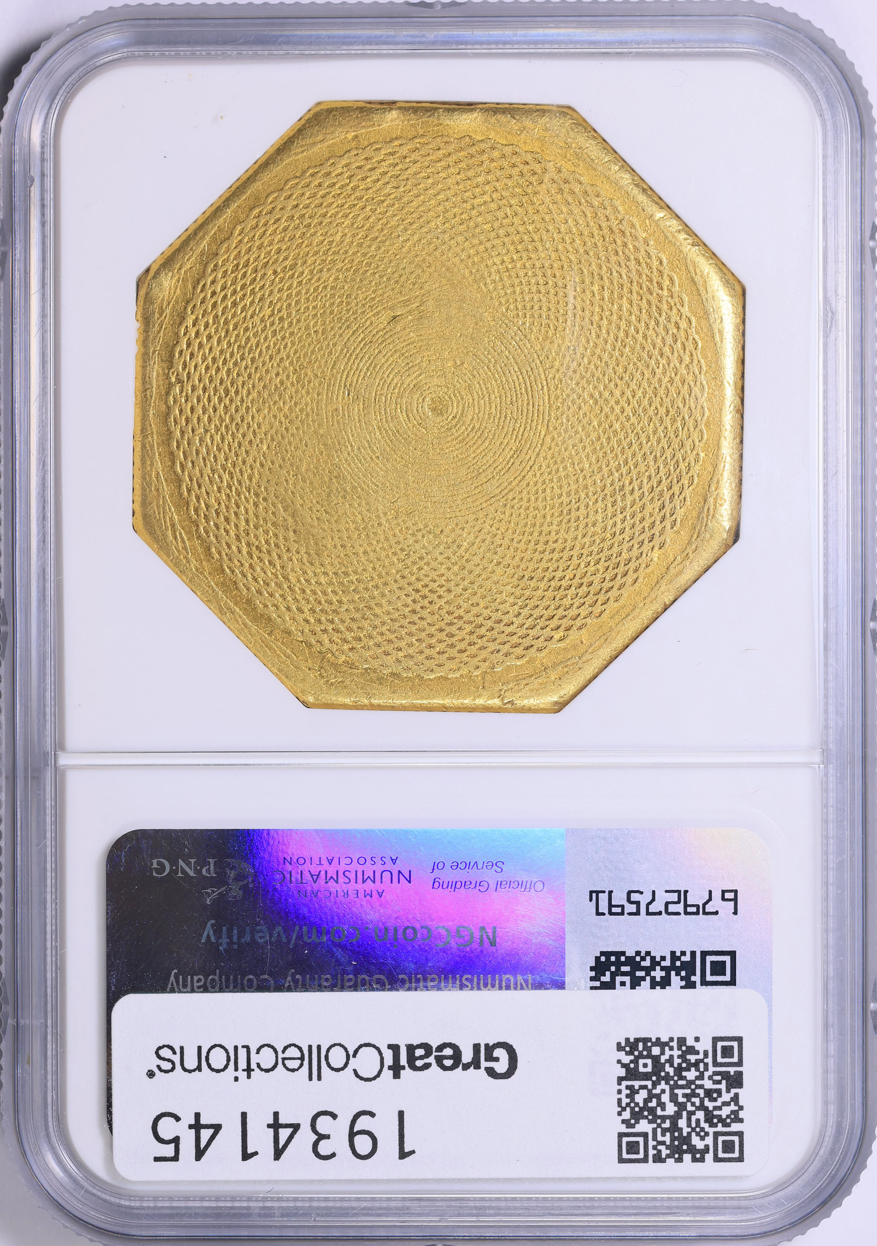 1852 $50 887 Gold U.S. Assay NGC AU-58 (Item 1934145 ...