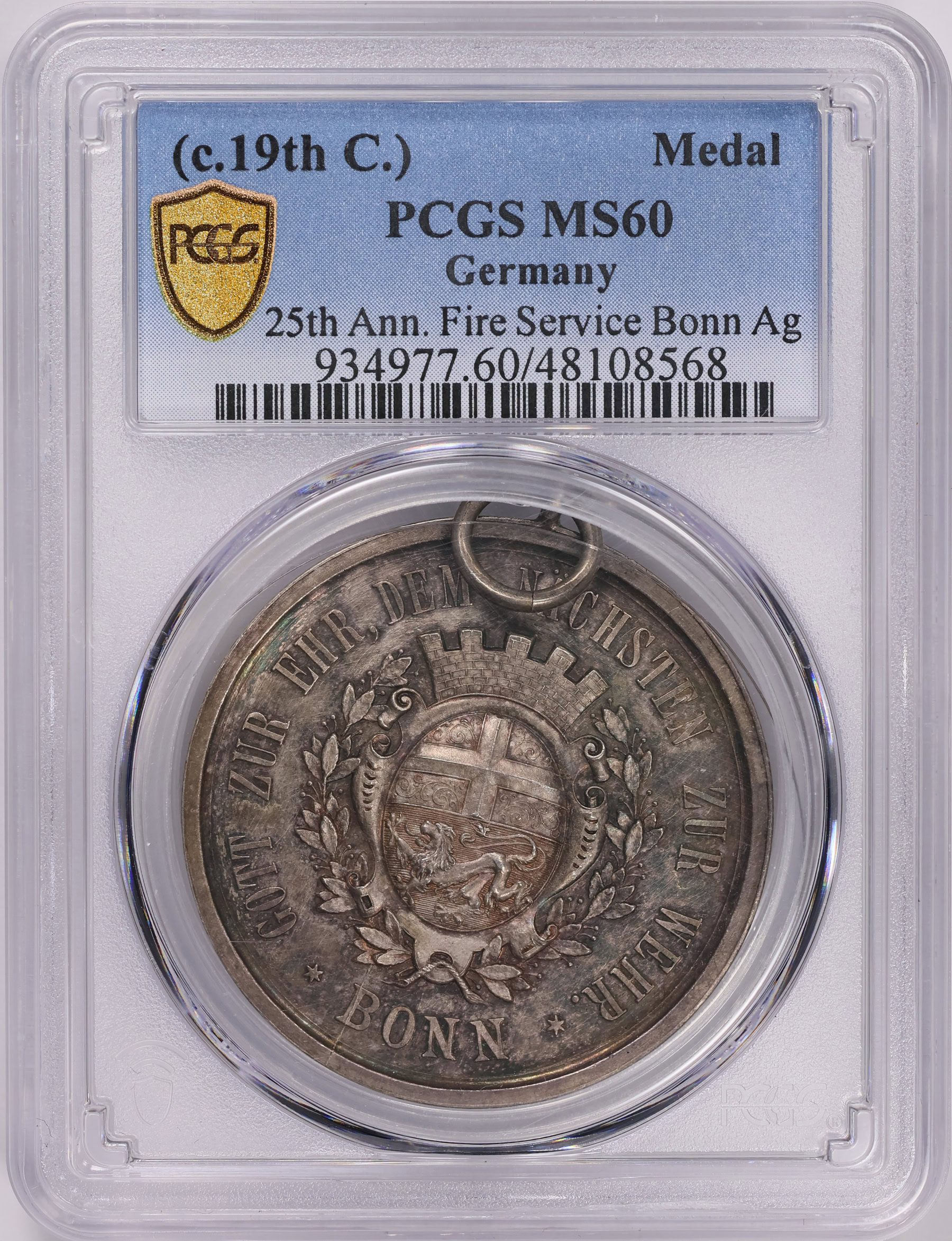 Germany - Bonn ND (c.19th Century) Silver 40mm Fire Service 25th ...
