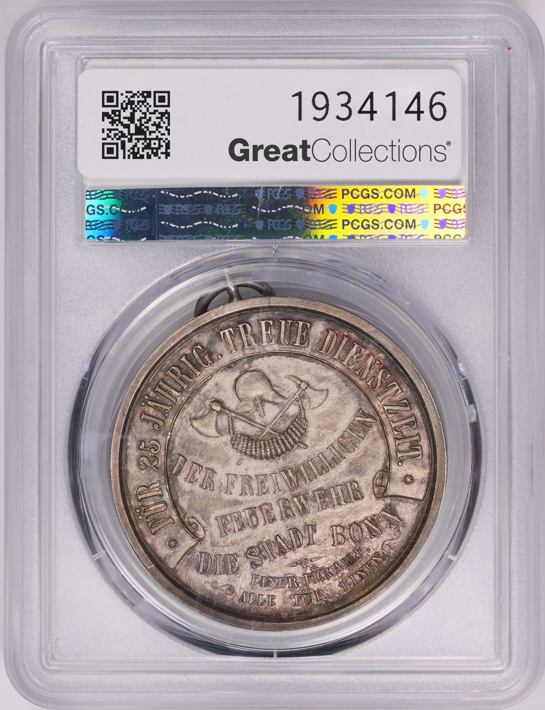 Germany - Bonn ND (c.19th Century) Silver 40mm Fire Service 25th ...