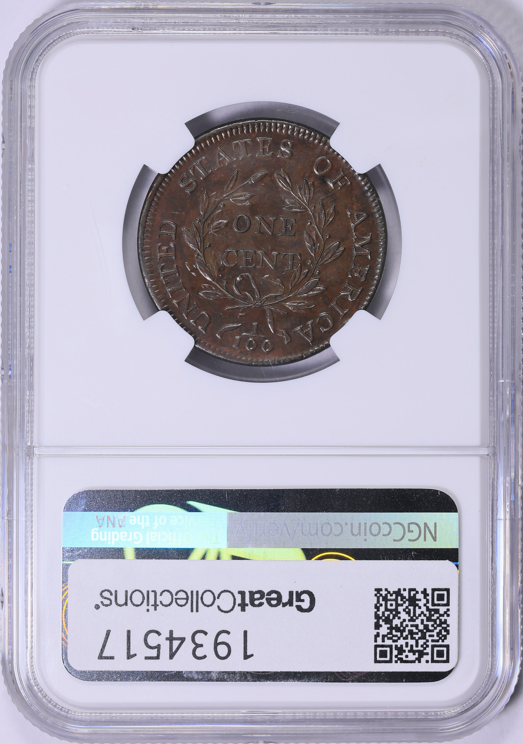 1797 Draped Bust Cent Reverse of '97, Stems Sheldon 130 NGC AU-58 BN ...