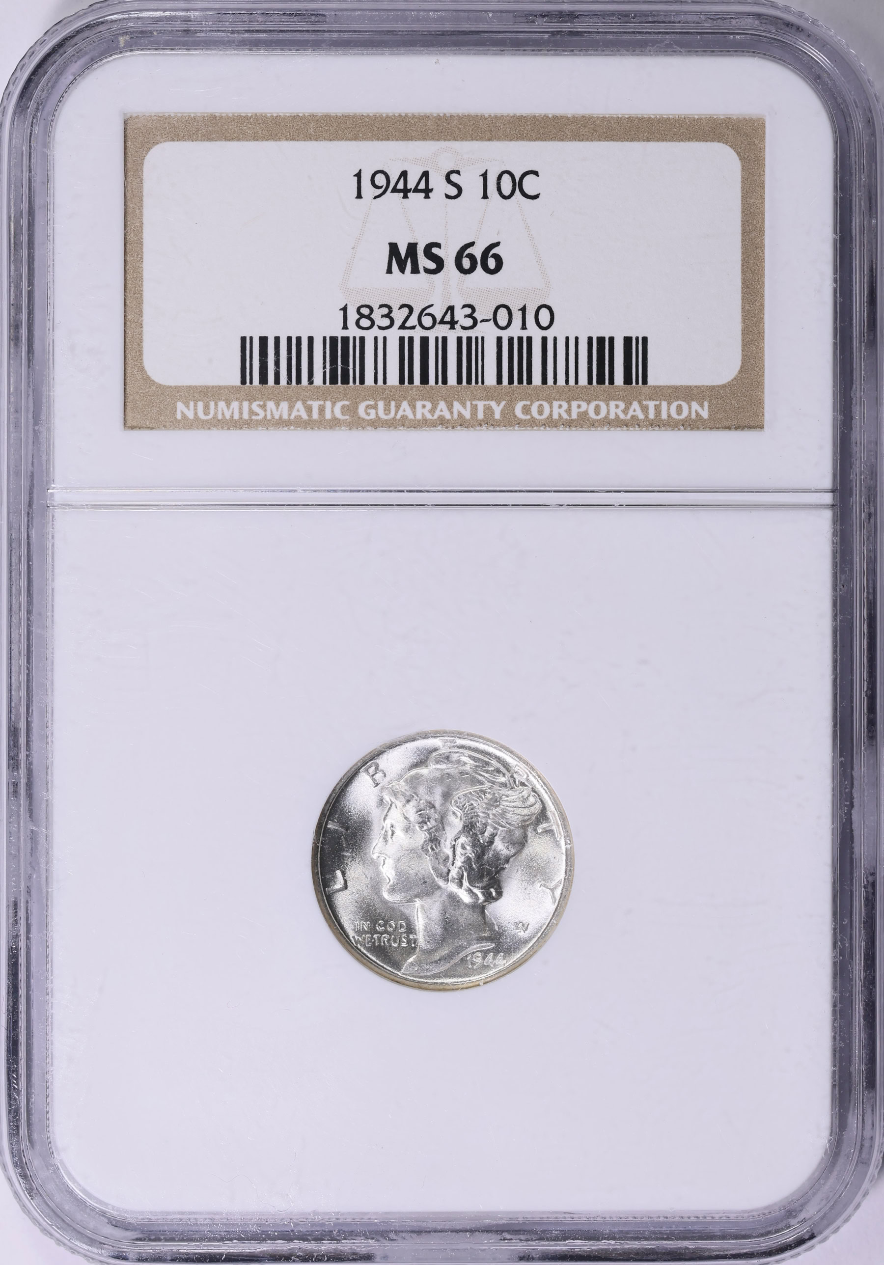 1944-S Mercury Dime NGC MS-66 (Item 1934617) | GreatCollections Coin Auctions