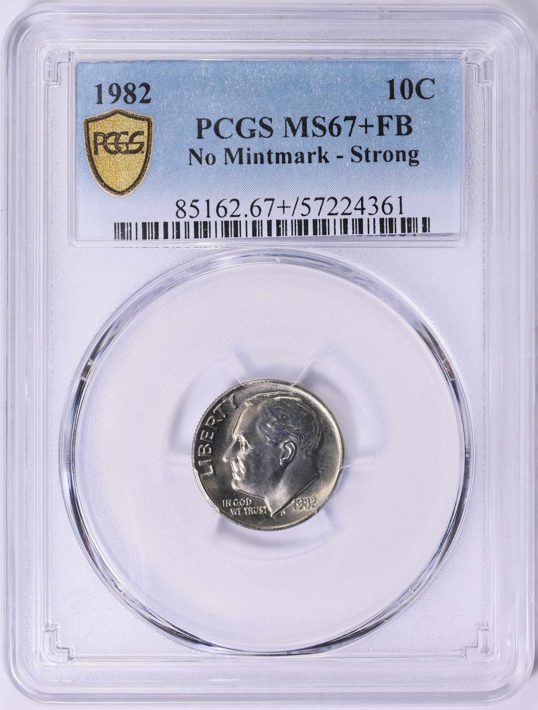 1982 Roosevelt Dime No Mintmark, Strong PCGS MS-67+ FB (Item 1934643 ...