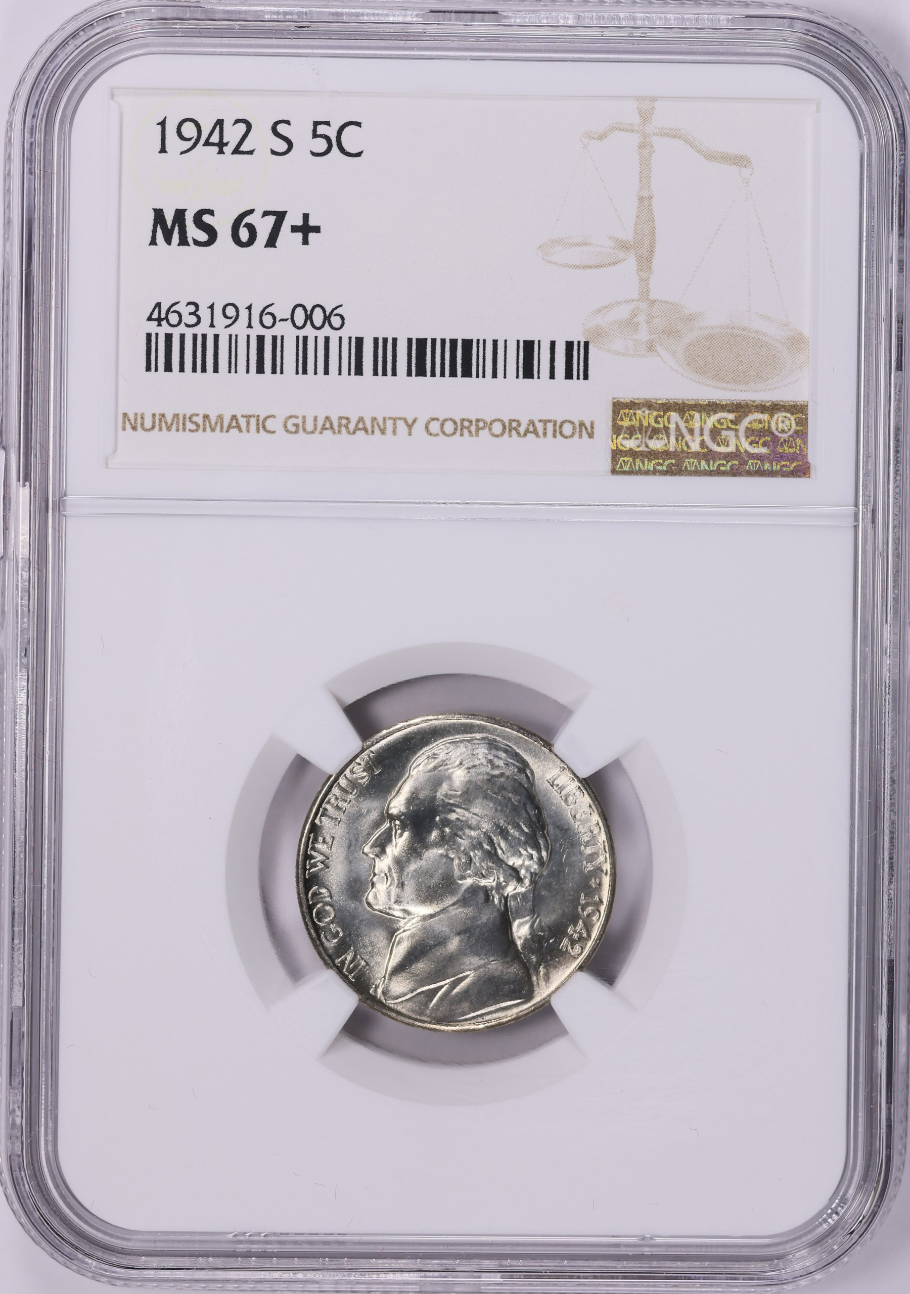1942-S Jefferson Nickel Type 2 NGC MS-67+ (Item 1934699 ...