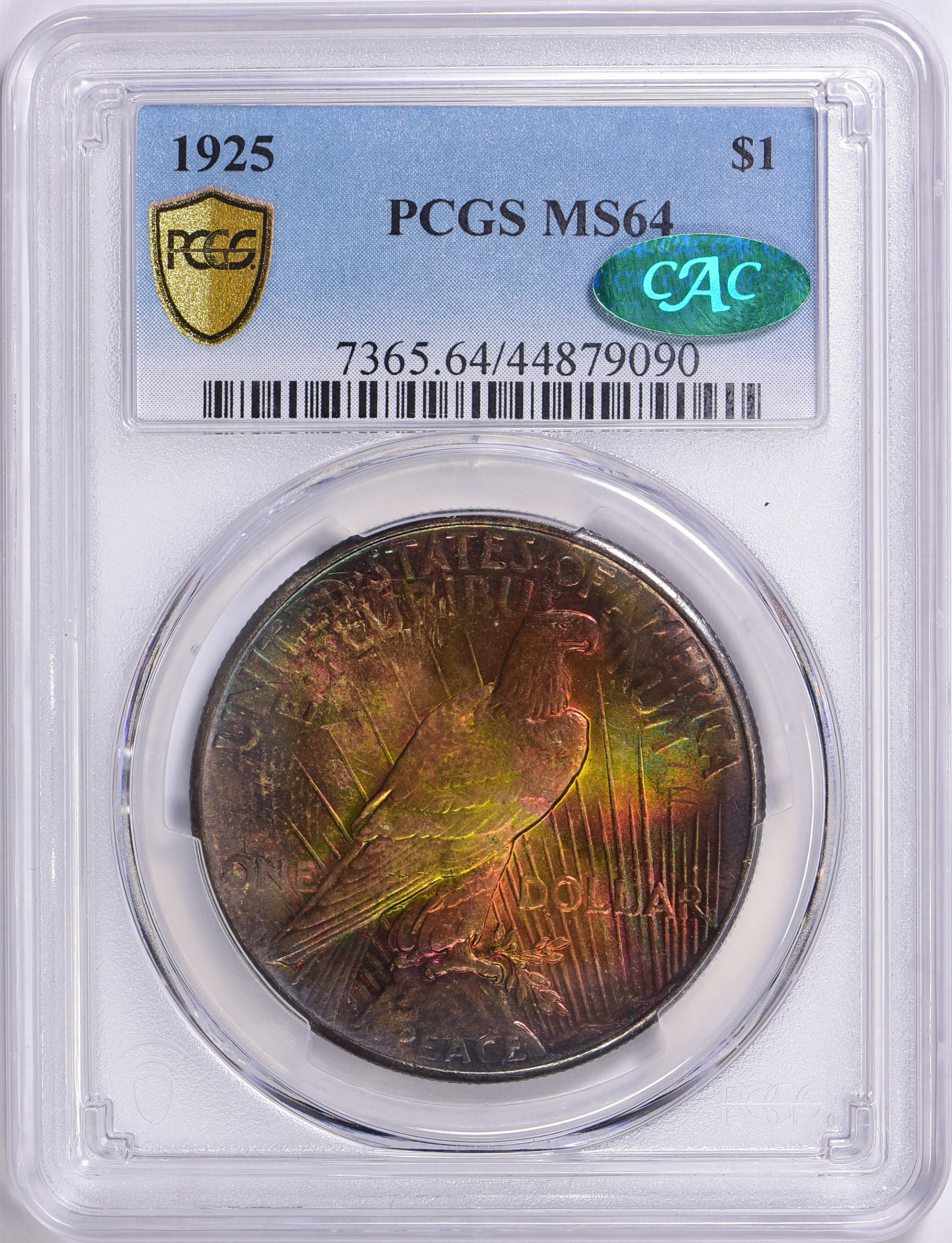 1925 Peace Silver Dollar PCGS MS-64 (CAC Green) (Toned) (Item 1934828 ...