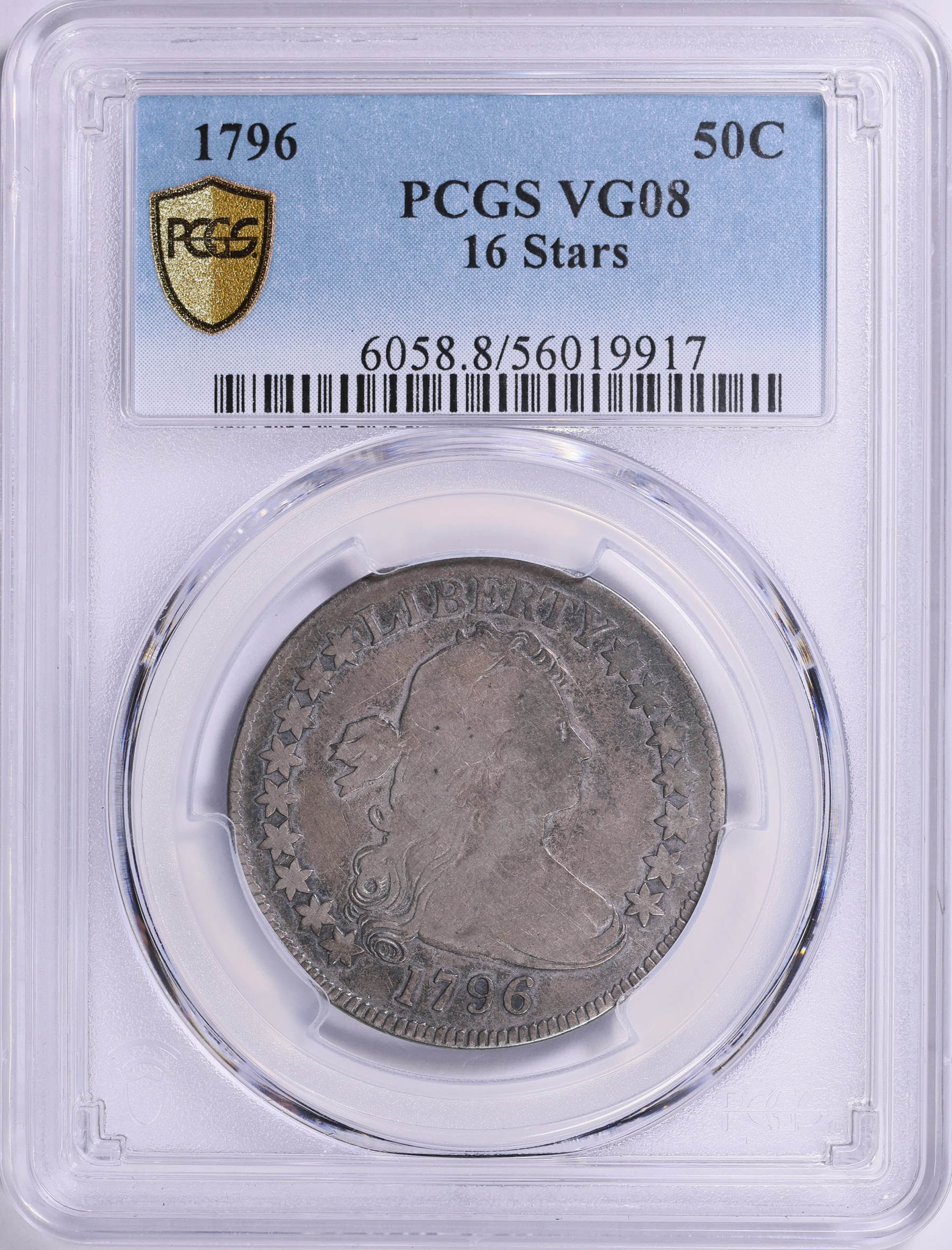1796 Draped Bust Half Dollar 16 Stars PCGS VG-08 (Toned) (Item 1934838 ...