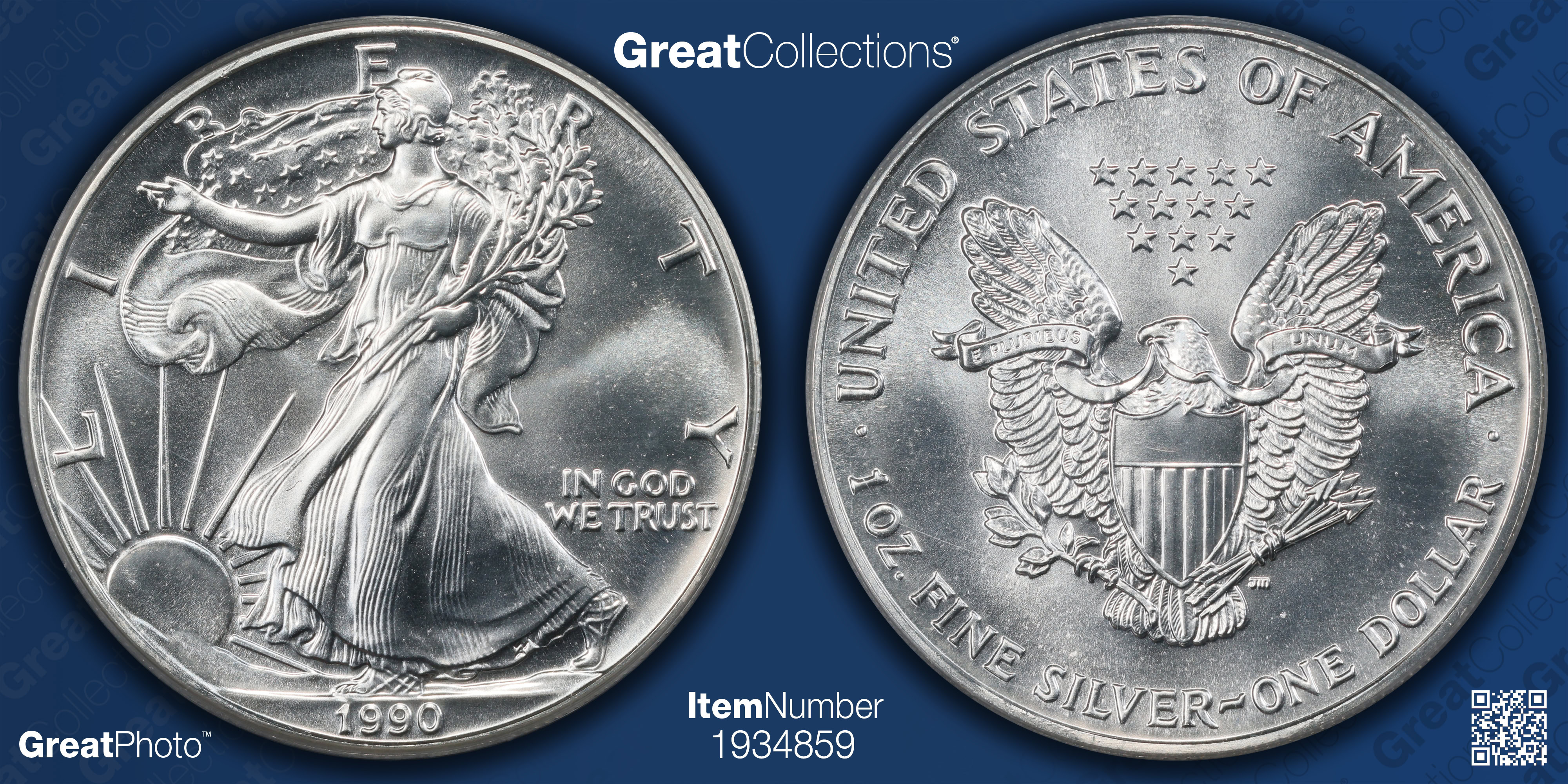 1990 $1 Silver Eagle PCGS MS-70 (Mercanti Signed Flag Label) (Item ...