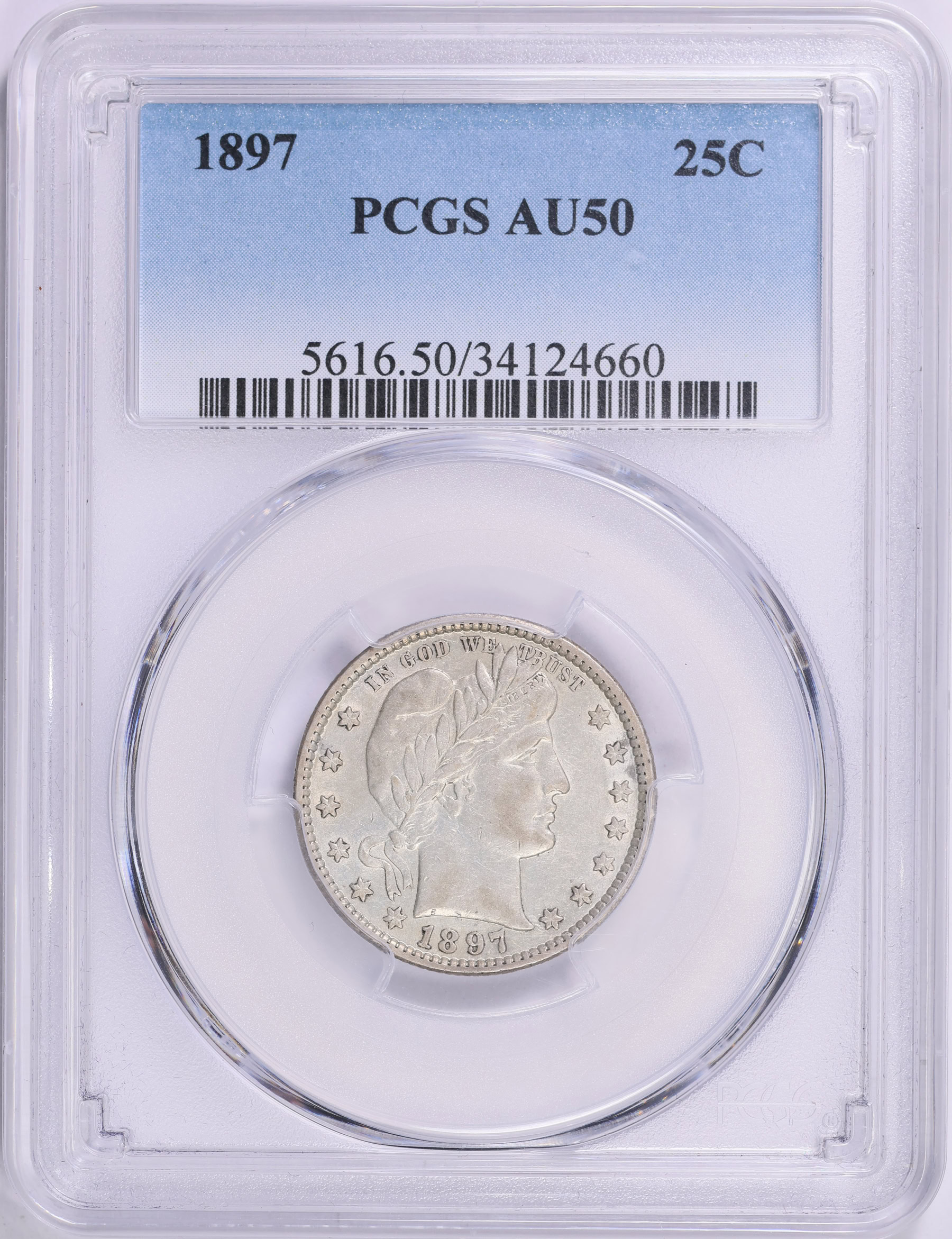 1897 Barber Quarter PCGS AU-50 (Item 1934911) | GreatCollections Coin ...