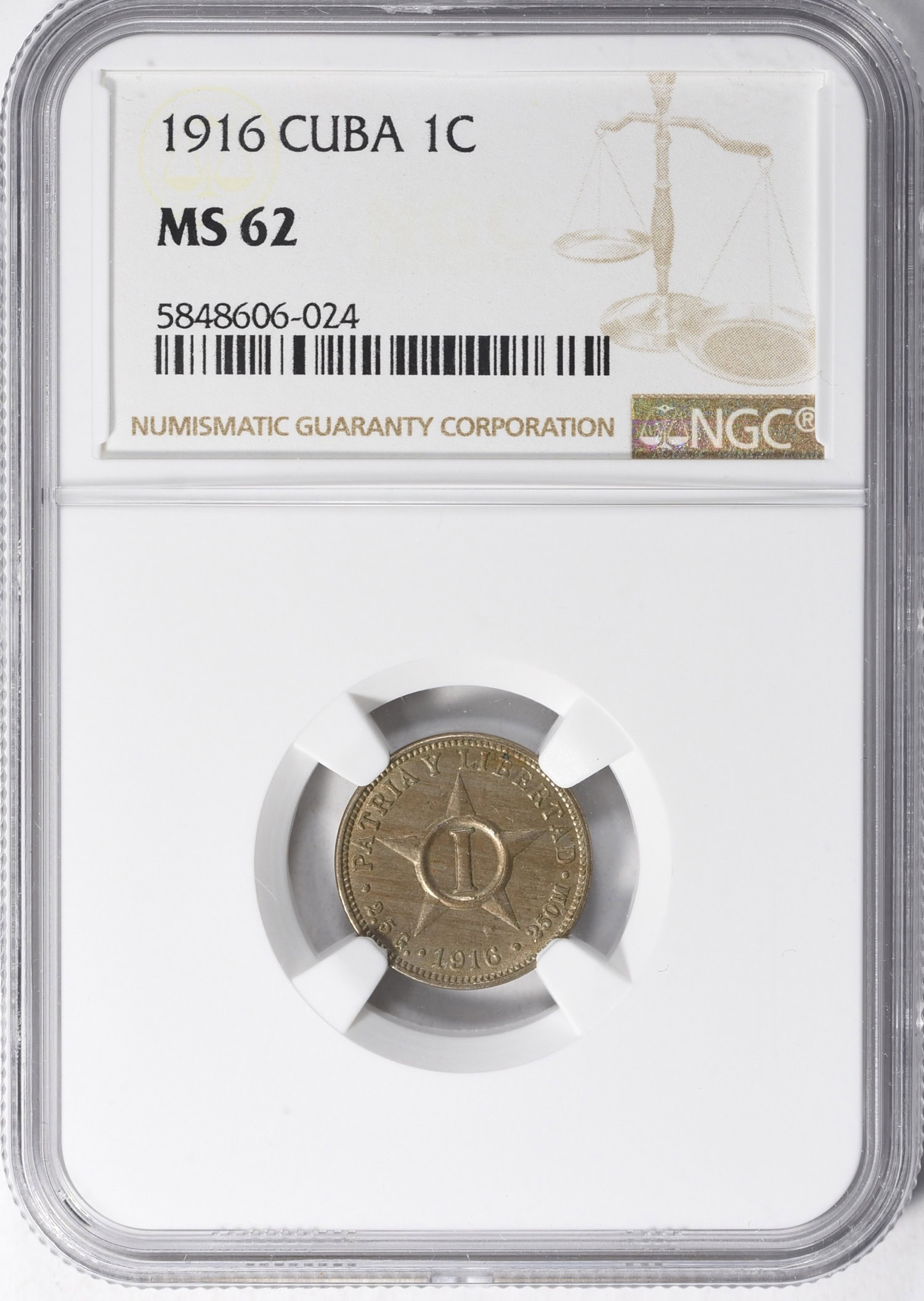 Cuba 1916 Centavo KM-9.1 NGC MS-62 (Item 1935327) | GreatCollections ...
