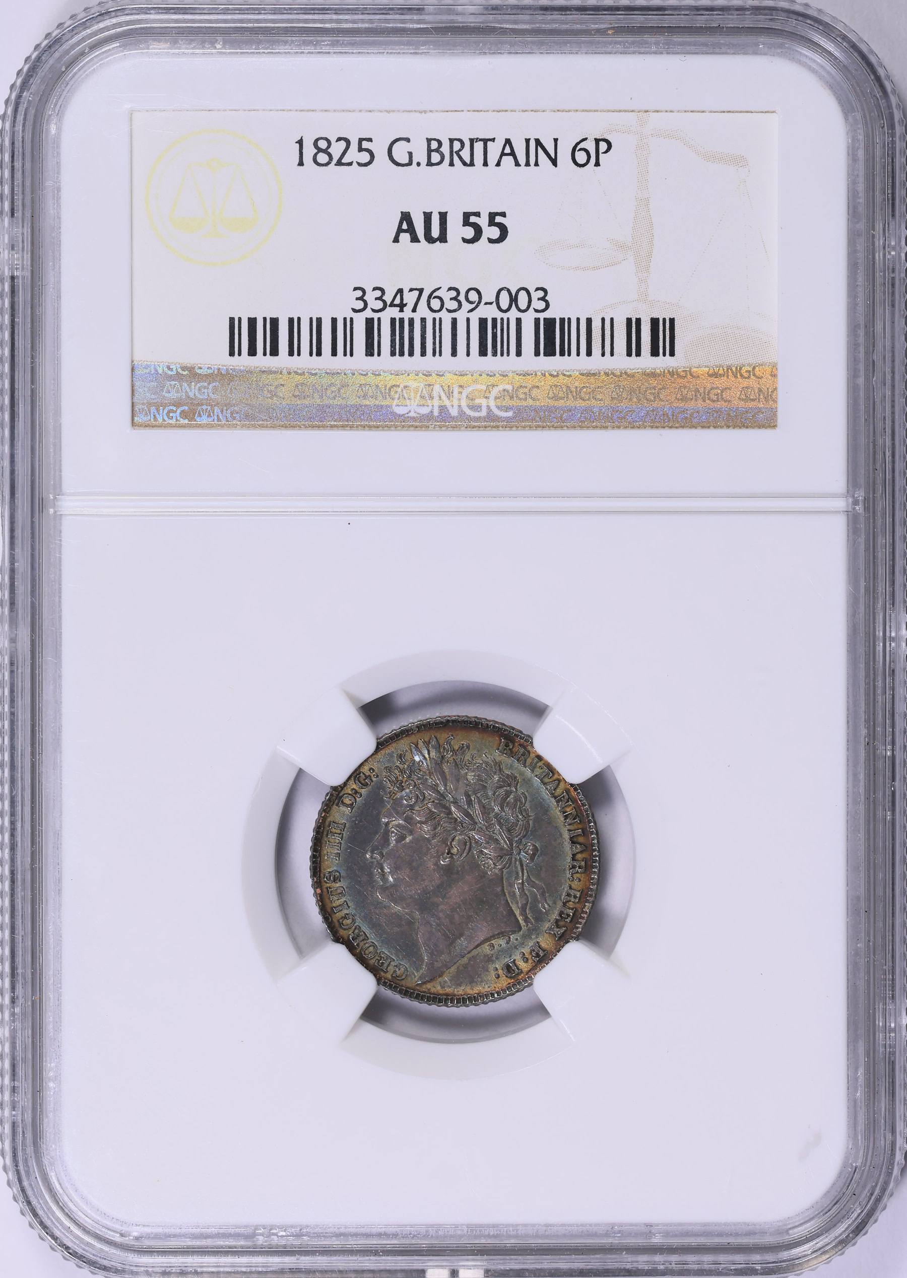 Great Britain 1825 Silver 6 Pence KM-691 NGC AU-55 (Toned) (Item ...