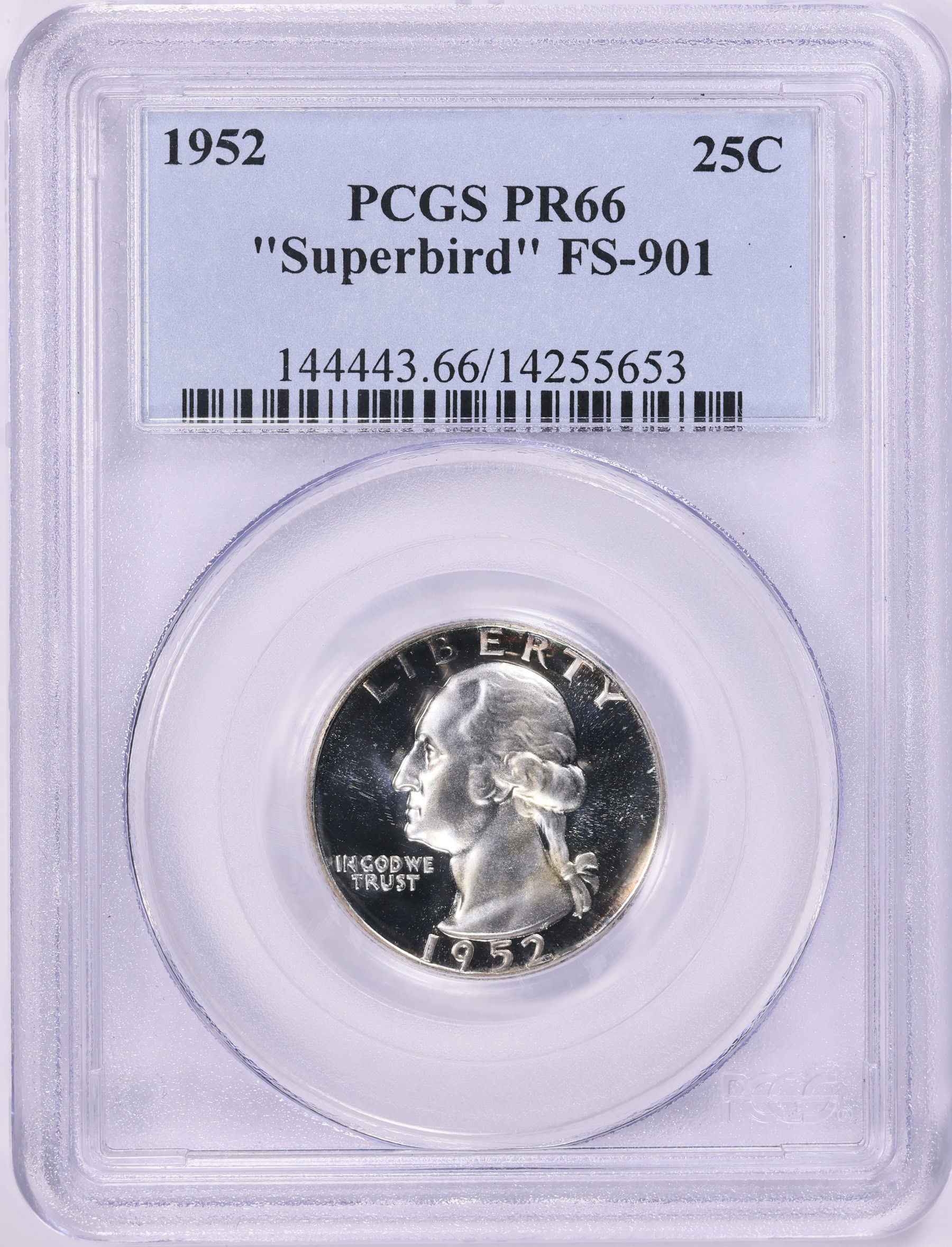 1952 Washington Quarter Superbird FS-901 PCGS Proof-66 (Toned) (Item ...
