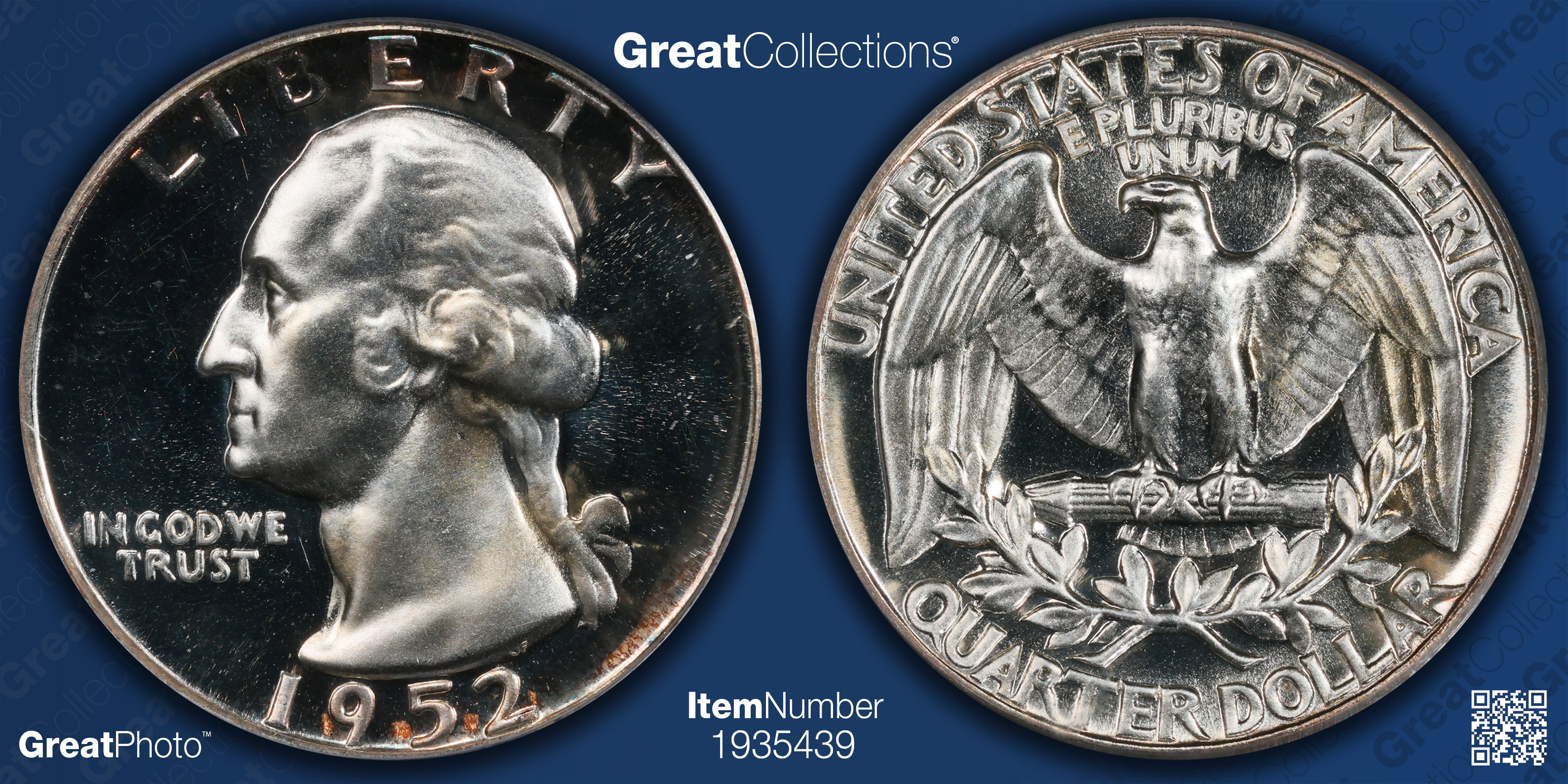 1952 Washington Quarter Superbird FS-901 PCGS Proof-66 (Toned) (Item ...