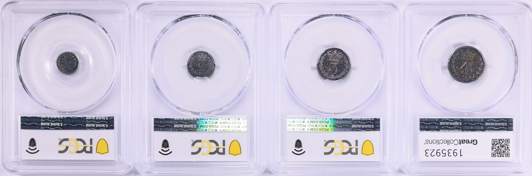 Great Britain 1877 Silver 1p, 2p, 3p & 4p Maundy Set KM-MDS130 With ...