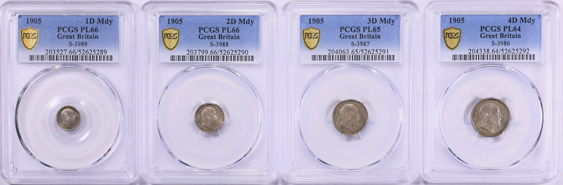 Great Britain 1905 Silver 1p, 2p, 3p & 4p Maundy Set KM-MDS162 PCGS PL ...