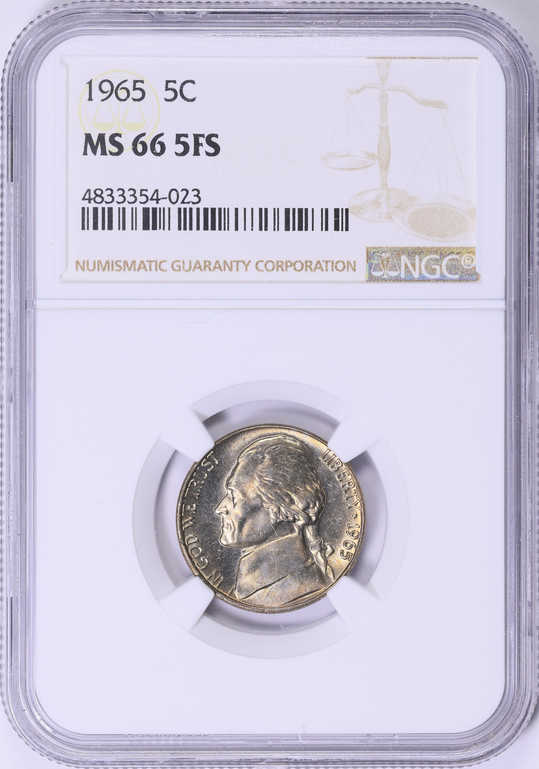 1965 Jefferson Nickel NGC MS-66 5FS (Item 1936327) | GreatCollections ...