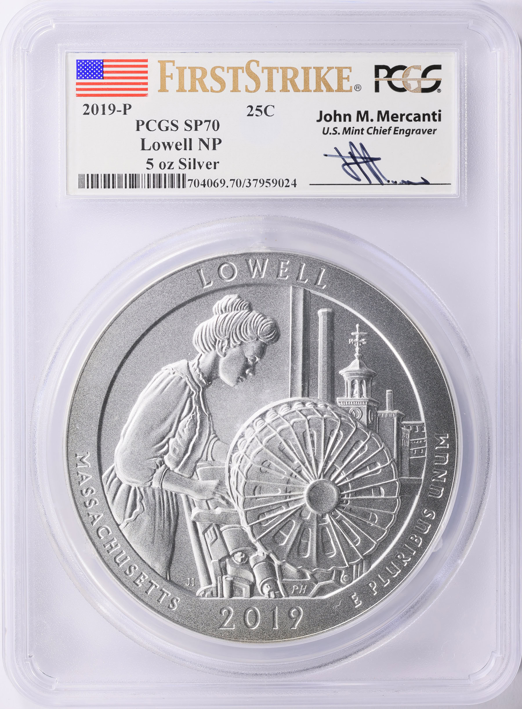 2019-P America the Beautiful 5 oz. Silver Quarter Lowell NP First ...