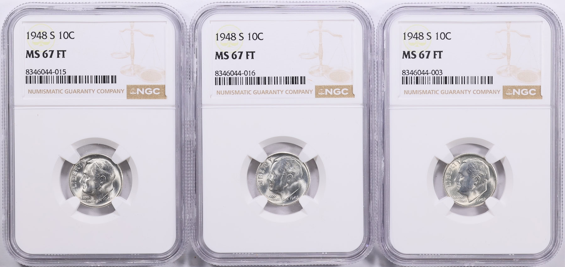 1948-S Roosevelt Dime NGC MS-67 FT (3 Coins) (Item 1937085 ...