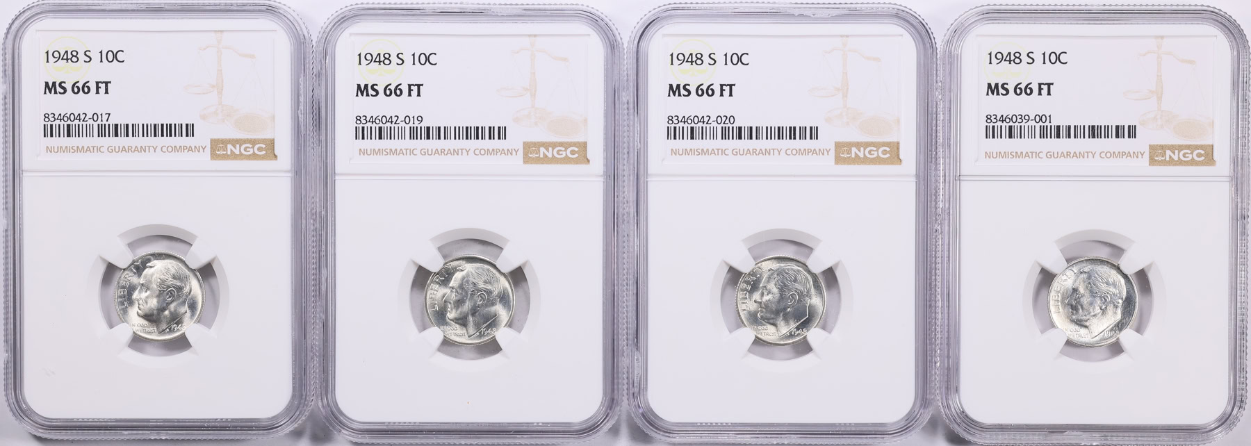1948-S Roosevelt Dime NGC MS-66 FT (4 Coins) (Item 1937090 ...