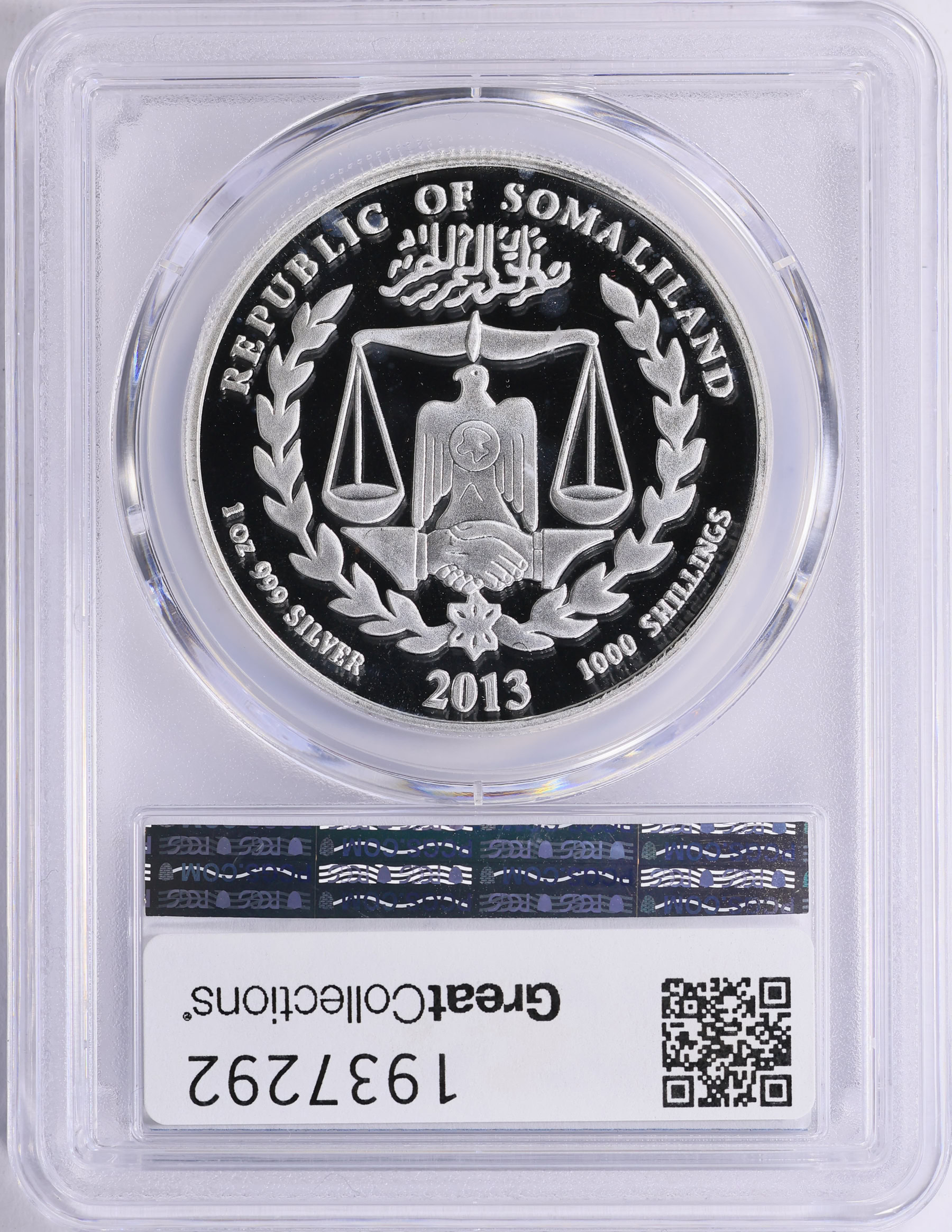 Somaliland 2013 Silver 1000 S Year of the Snake PCGS SP-69 (ASW = 0.999 ...