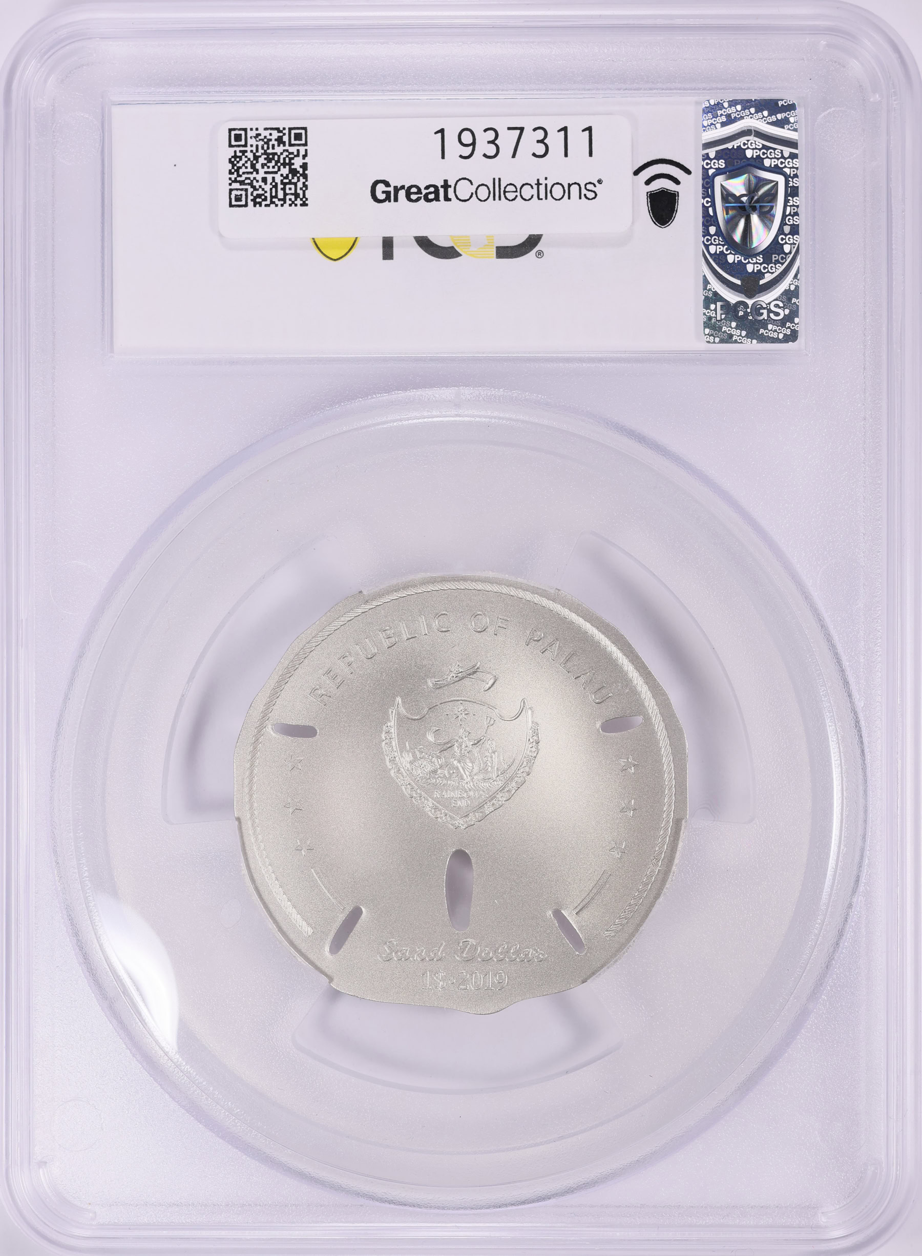 Palau 2019 Silver $1 Sand Dollar II KM-819 PCGS MS-70 (ASW = 0.999 Oz ...
