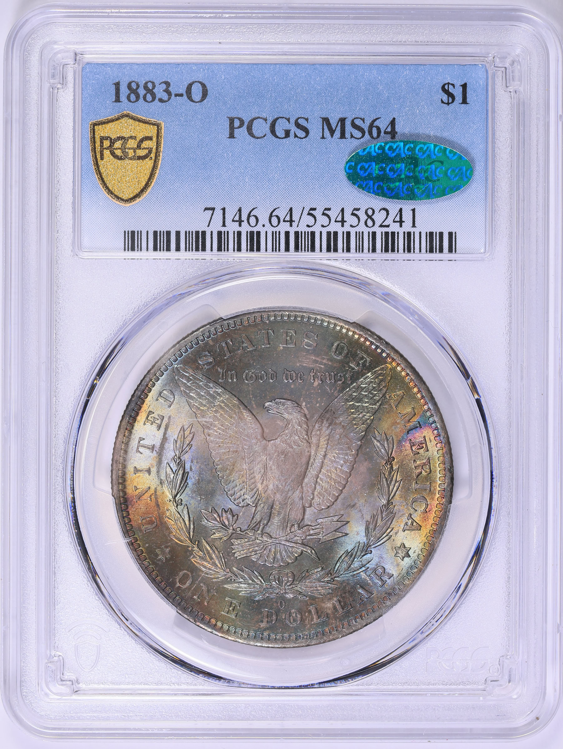 1883-O Morgan Silver Dollar PCGS MS-64 (CAC Green) (Toned) (Item 1937724) | GreatCollections ...