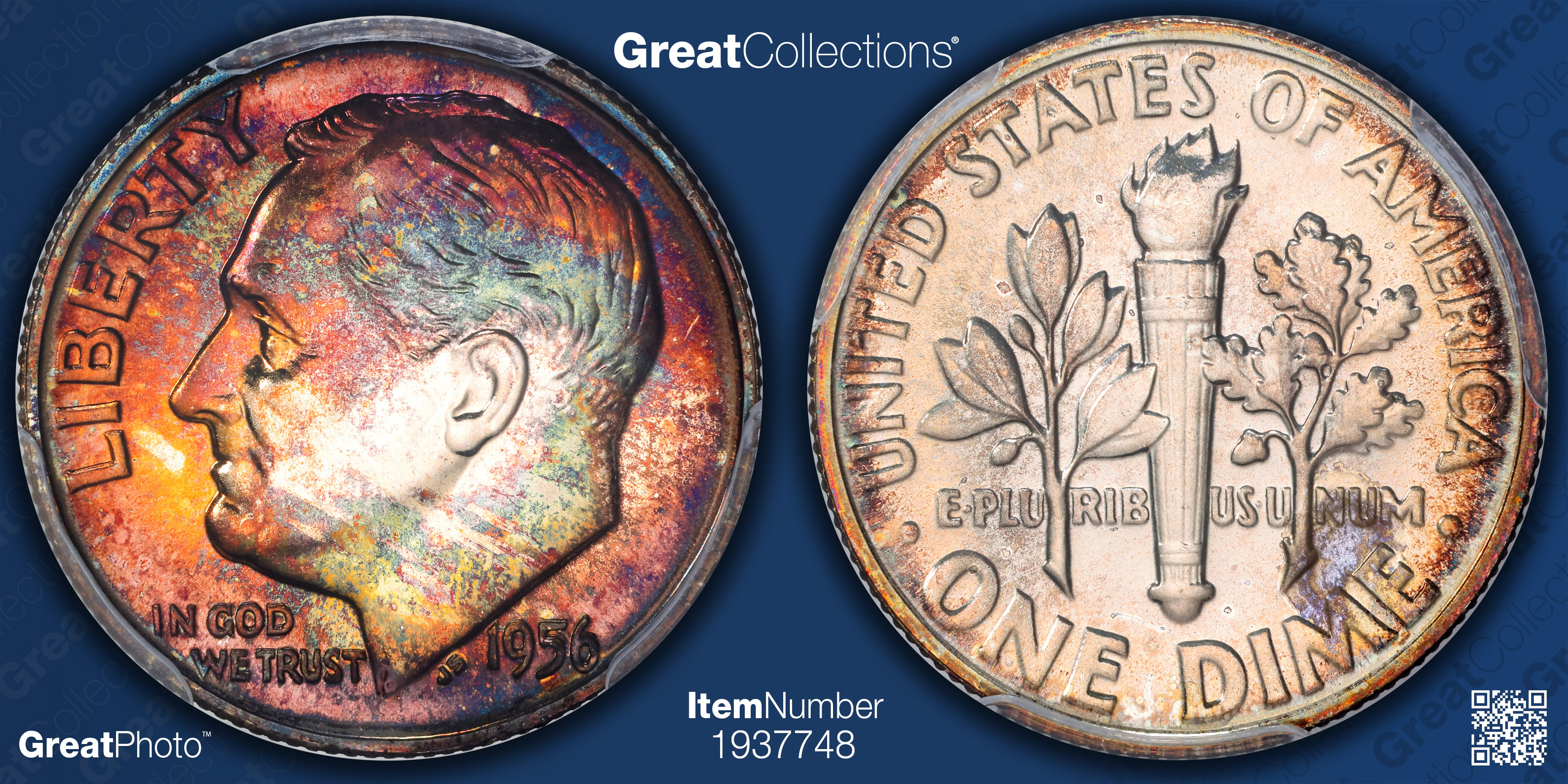 1956 Roosevelt Dime PCGS Proof-66 (Toned) (Item 1937748 ...