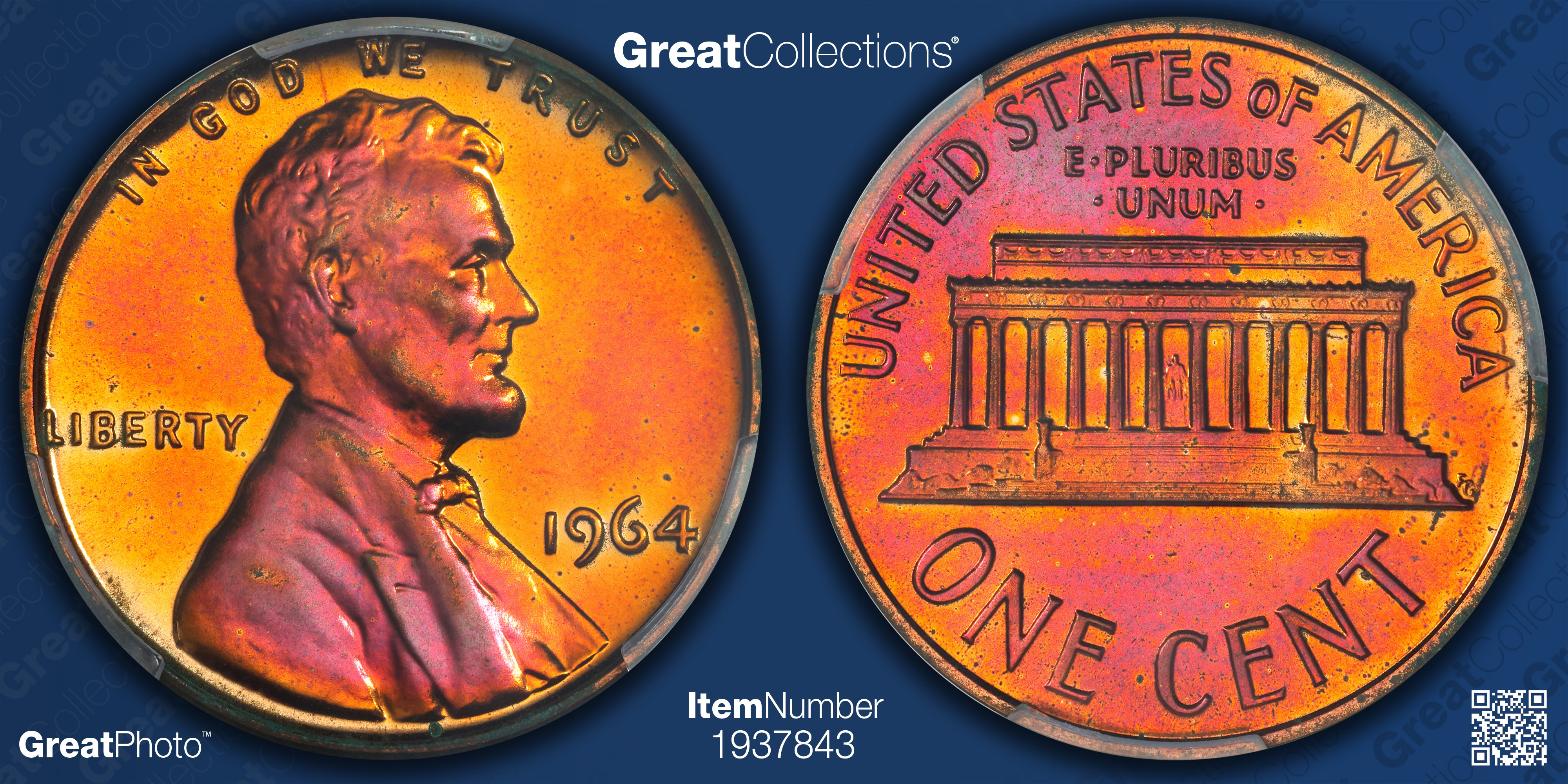 1964 Lincoln Cent PCGS MS-66 RB (Toned) (Item 1937843 ...